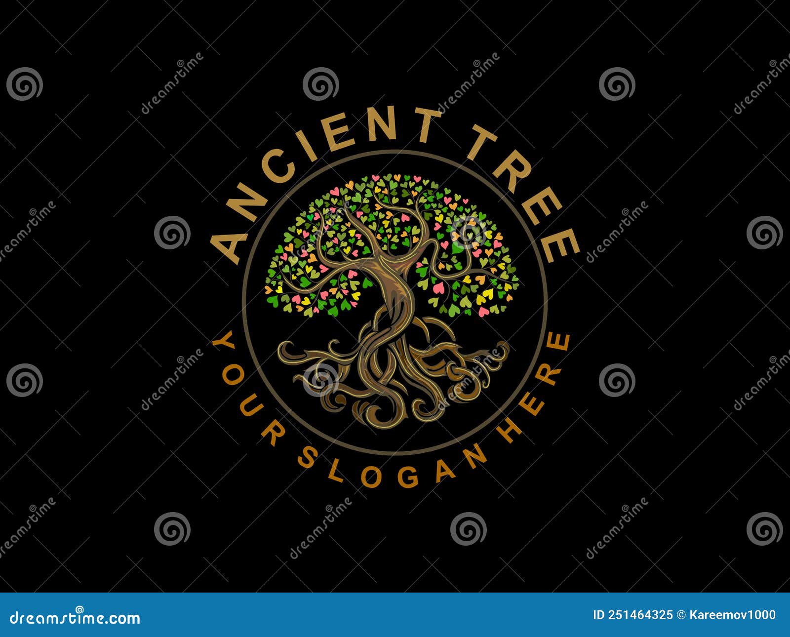 Ancient tree logo stock vector. Illustration of green - 251464325