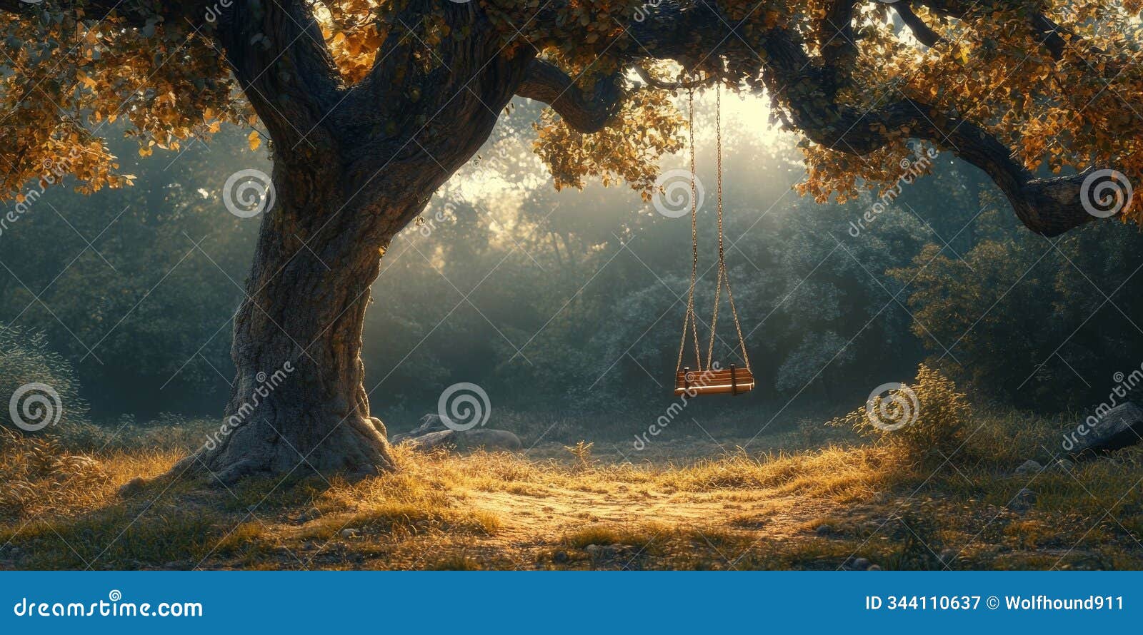 An Ancient Tree with a Swing Hanging from Its Branches, Representing ...
