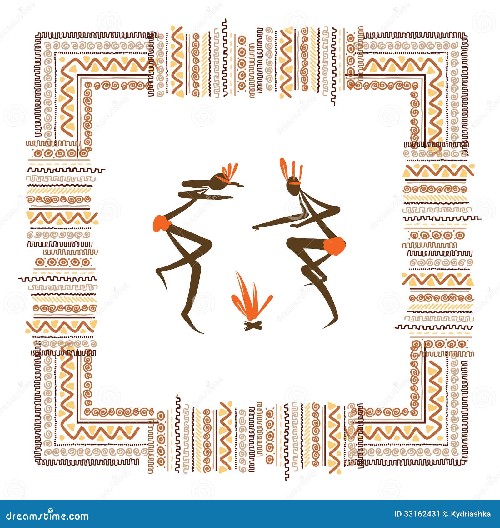 Ancient Tribal People, Ethnic Ornament Frame for Stock Vector ...