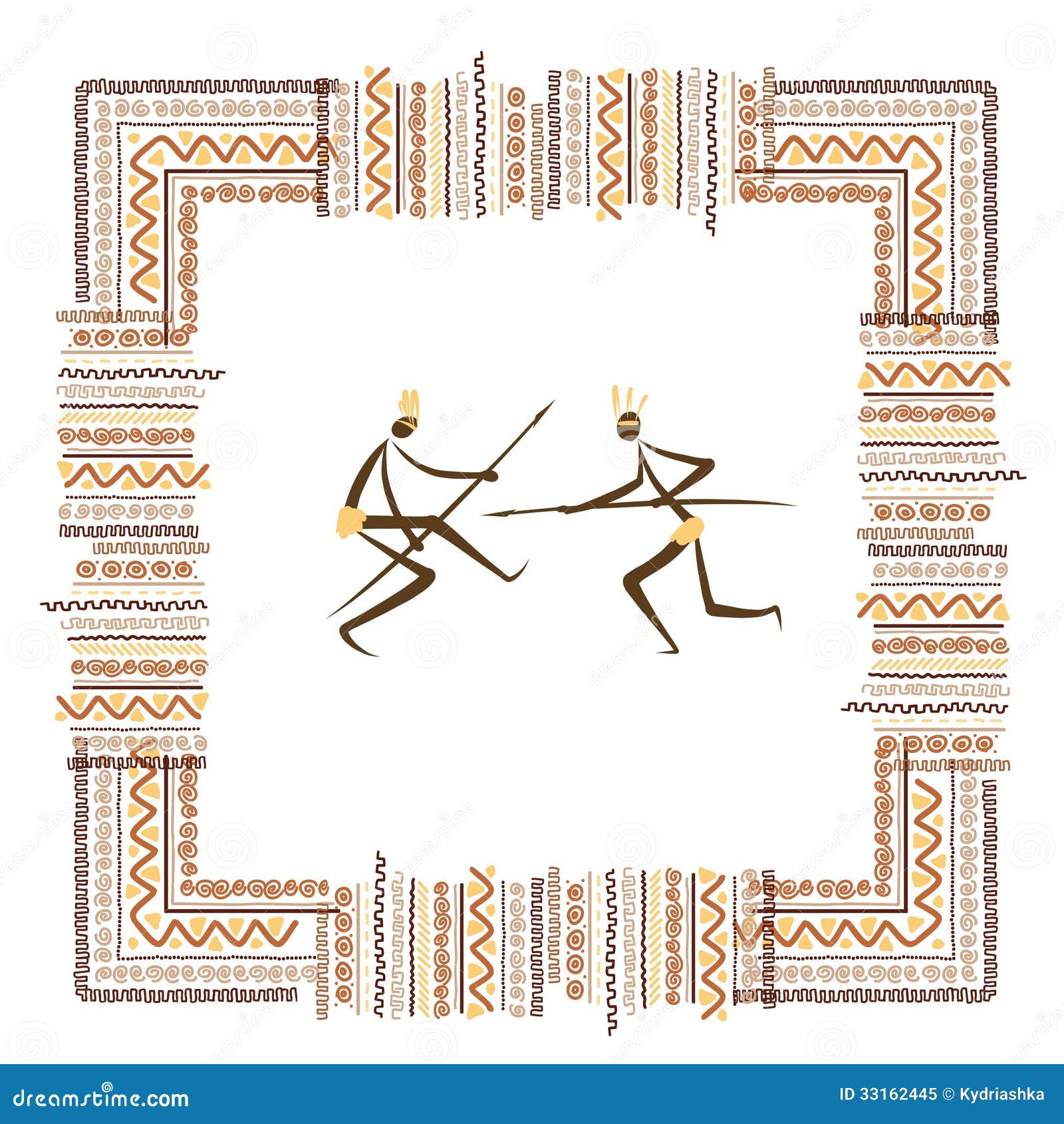 Ancient Tribal People, Ethnic Ornament Frame for Stock Vector ...