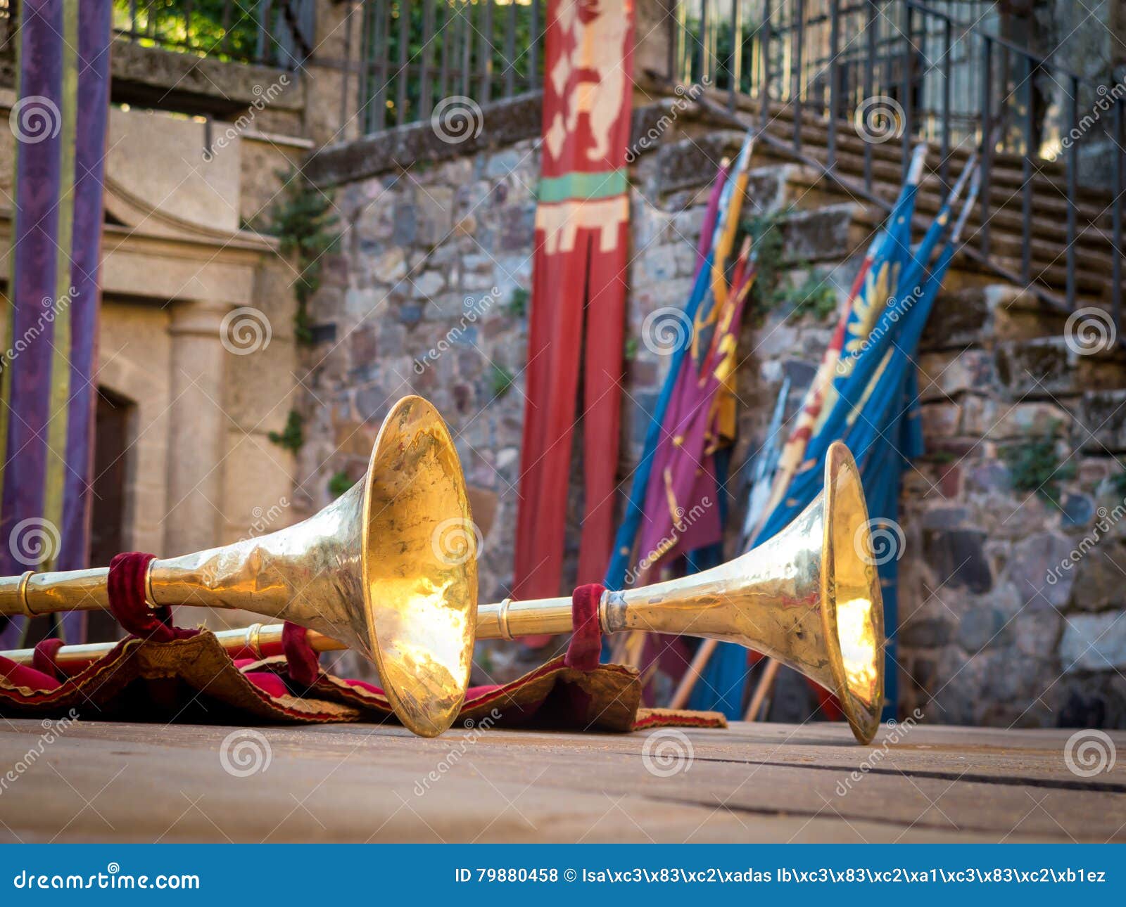 Ancient Trumpets Made of Brass and Copper Stock Photo - Image of ...