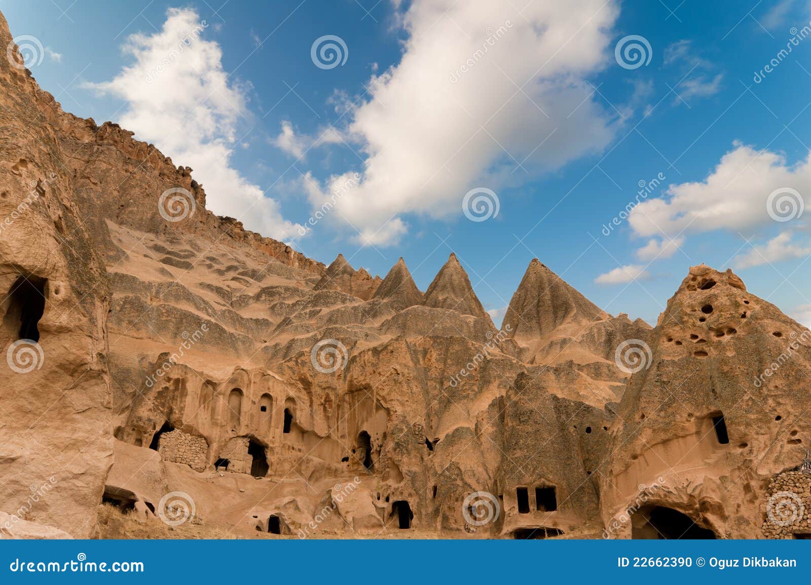 Ancient Tuff Stone Cave Village with Church Stock Photo - Image of land ...