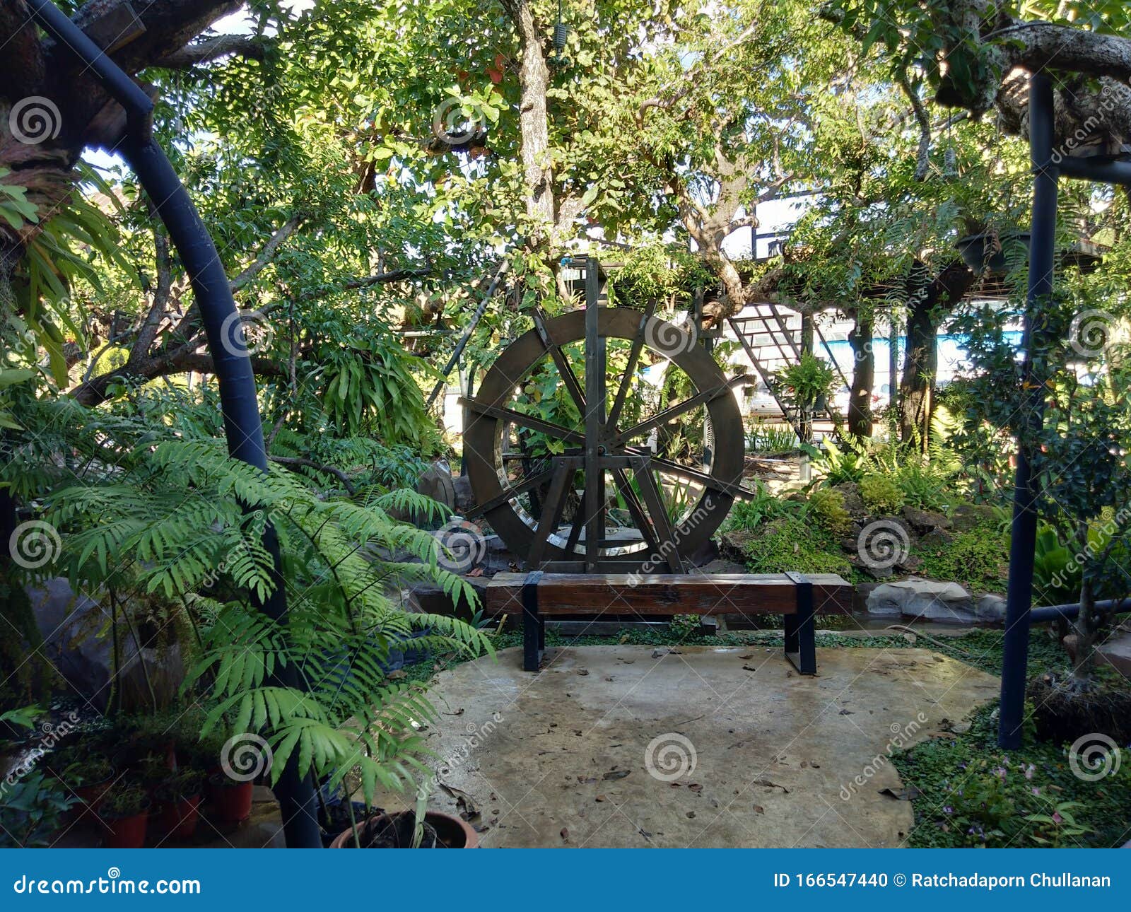 Ancient Turbine Baler Water in Park. Stock Photo - Image of design ...