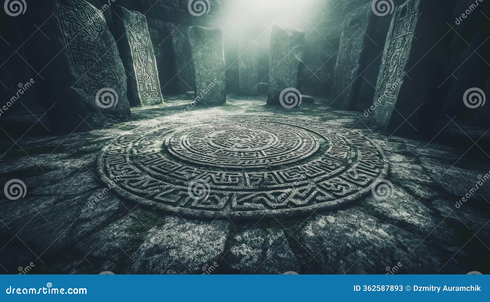 In an Ancient Underground Chamber, a Stone Circle, Meticulously Carved ...
