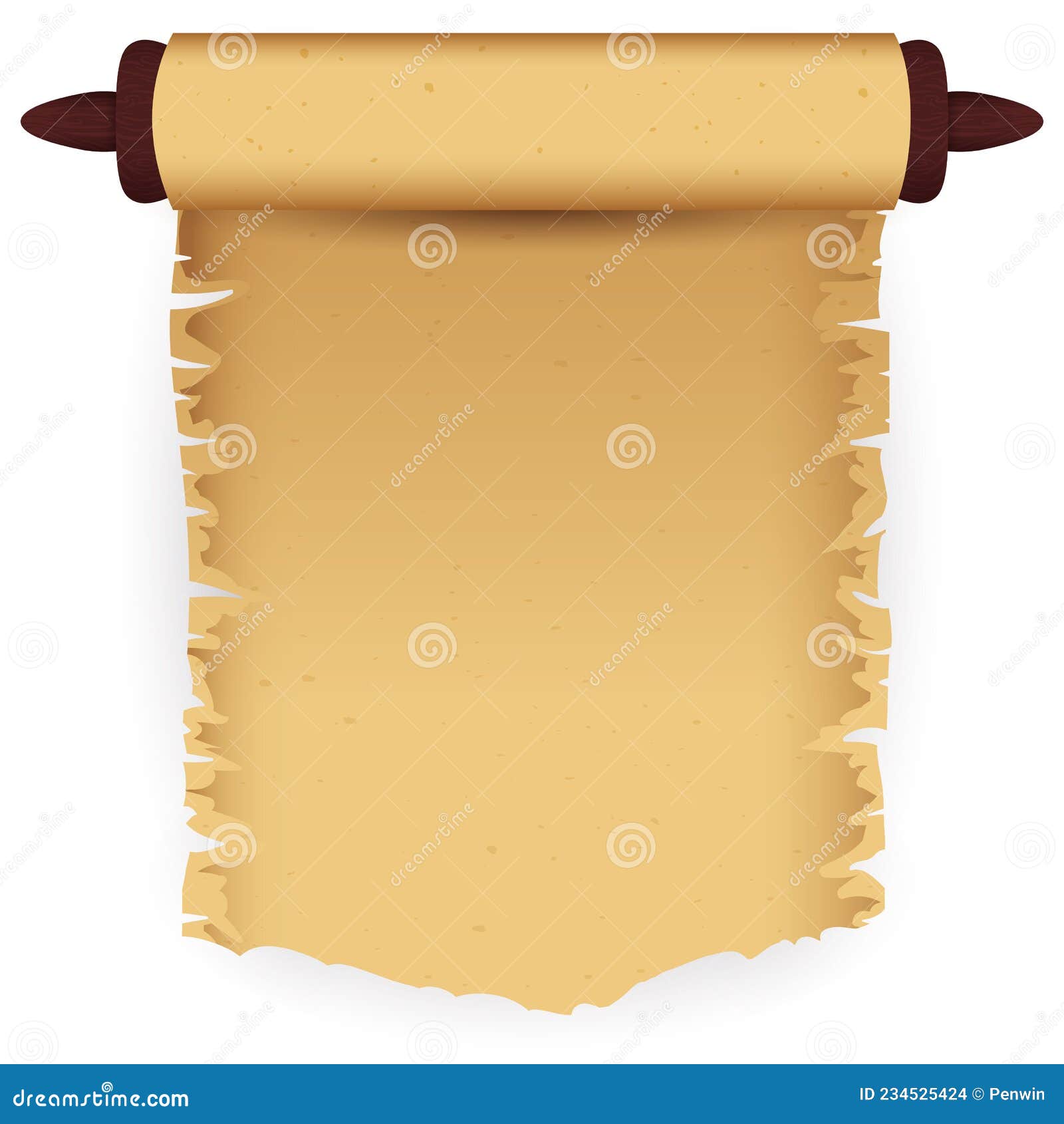 Ancient Unrolled Scroll Template with Teared Parchment Page, Vector ...