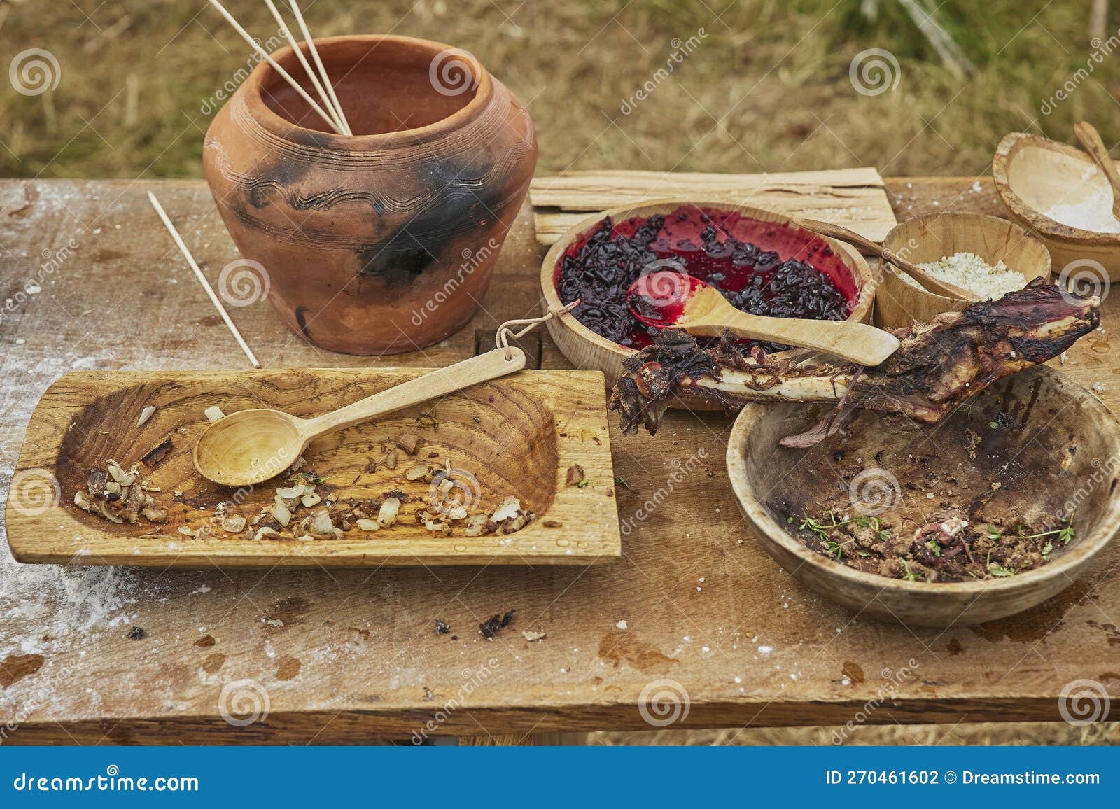 Ancient Viking Kitchen Utensils at a Festival in Denmark Stock Photo ...