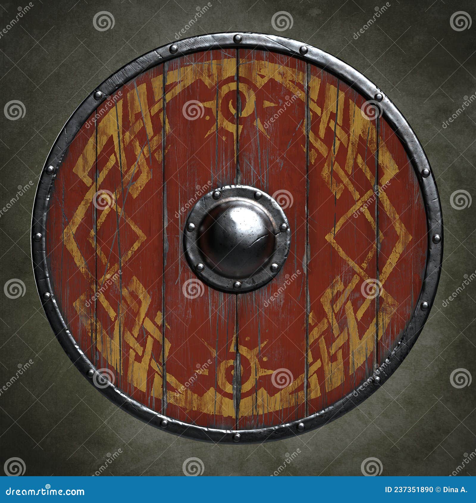 Viking Shield. 3d Illustration Stock Illustration - Illustration of ...