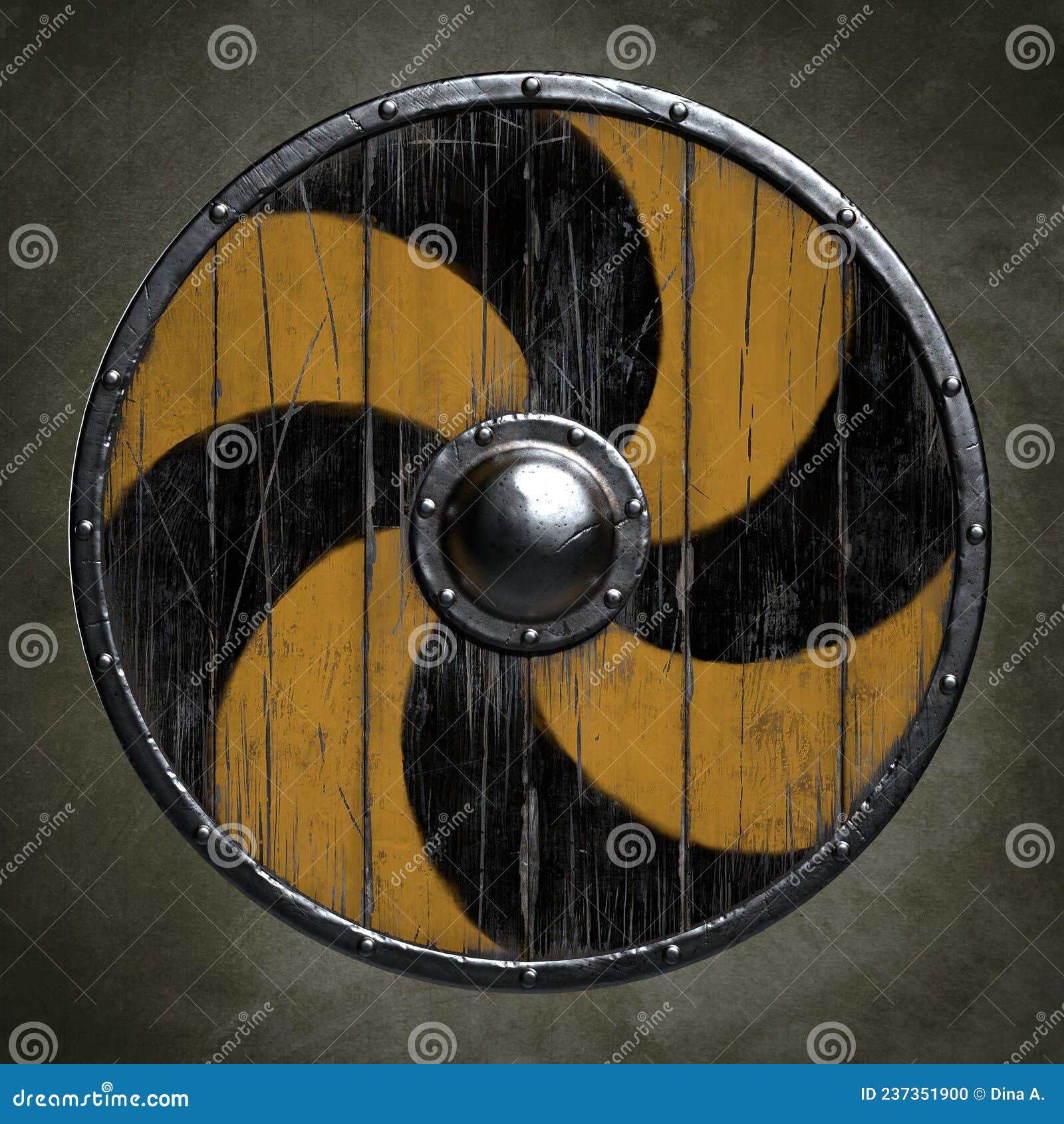Viking Shield. 3d Illustration Stock Illustration - Illustration of ...