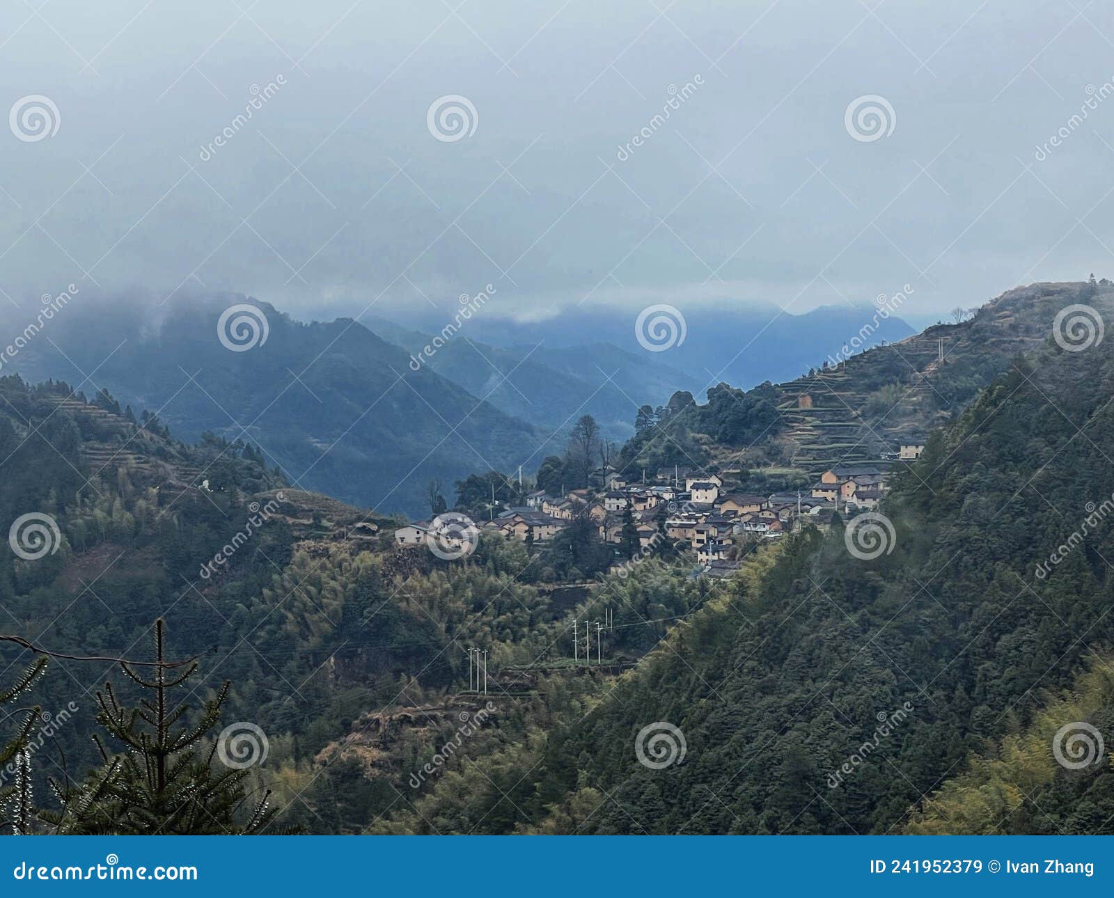 Ancient Village in Mountains Stock Image - Image of village, lushui ...