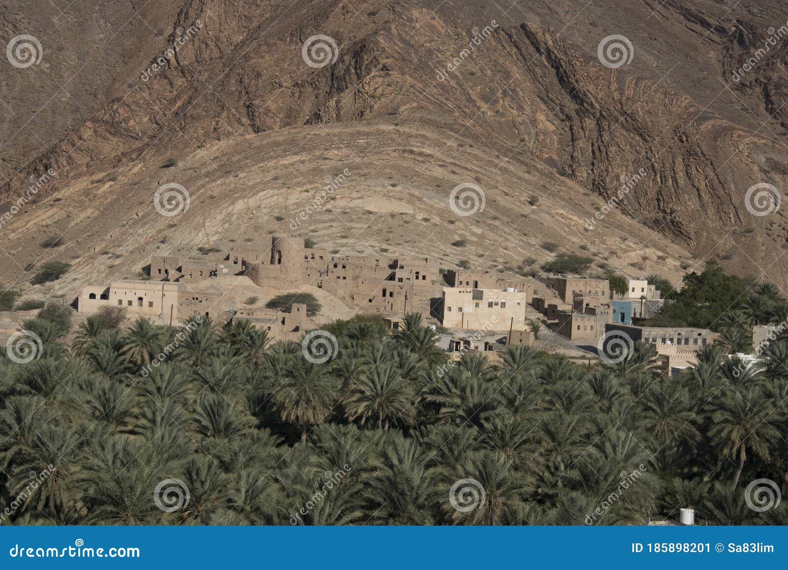 Ancient village Oman stock image. Image of desert, nature - 185898201