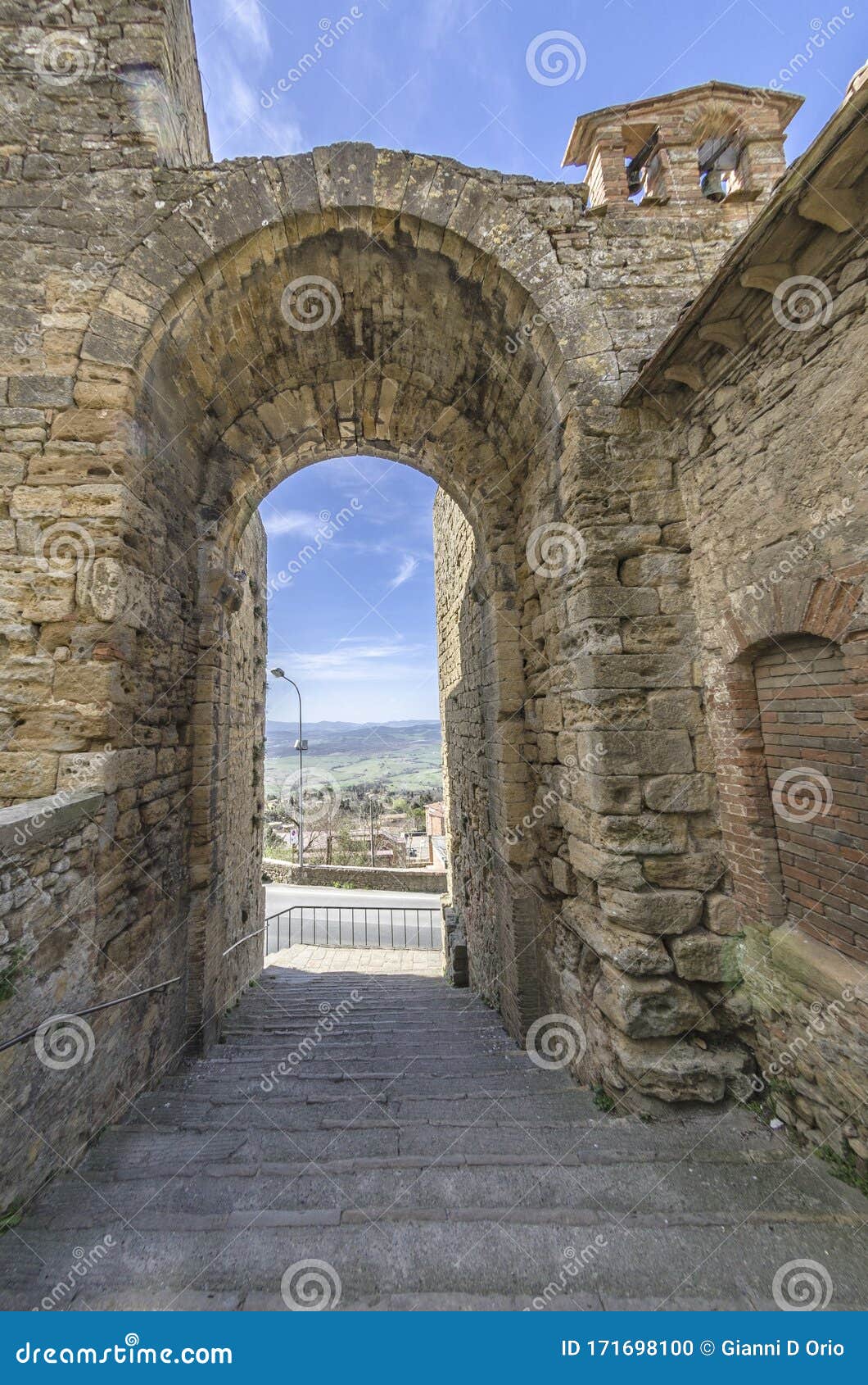 Ancient Village with Passage Under Archway in Tuscany Stock Photo ...