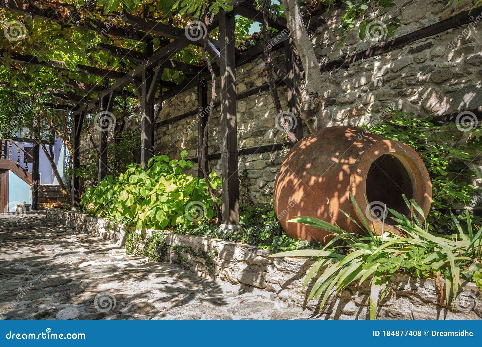 Ancient Vineyard. Construction with Pillars and Crossbars Stock Photo ...