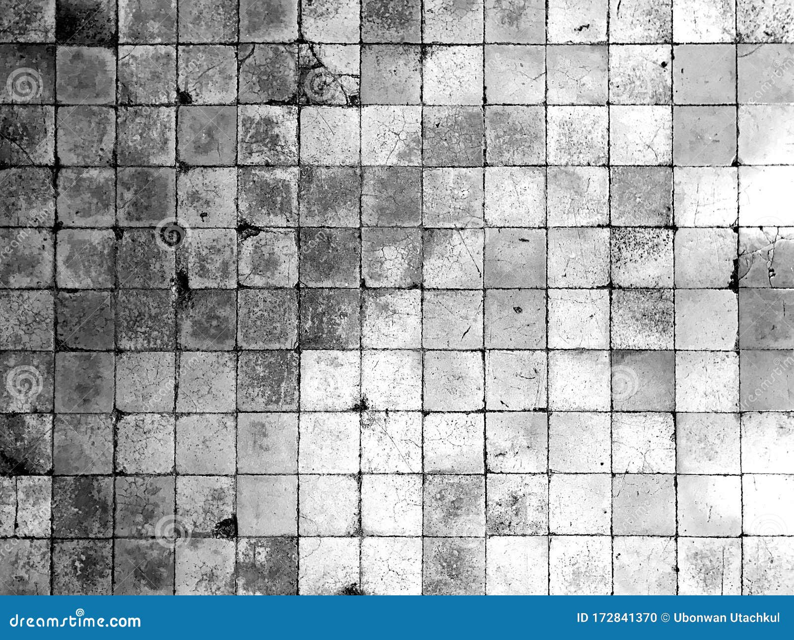 Ancient Vintage Cracked Square Tile Floor or Wall for Background and ...