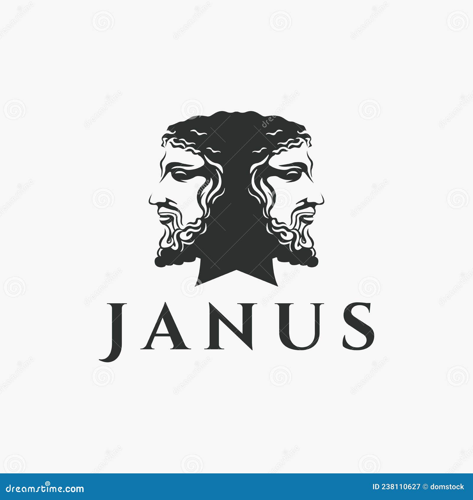 Janus Face Symbol Made Of Gray Silhouettes Vector Illustration ...