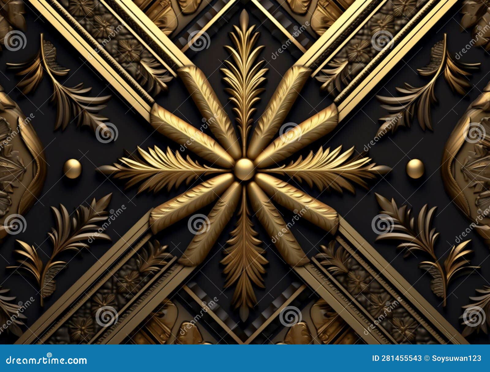 Ancient Vintage Pattern with Pattern Dark and Gold Generative a Stock ...