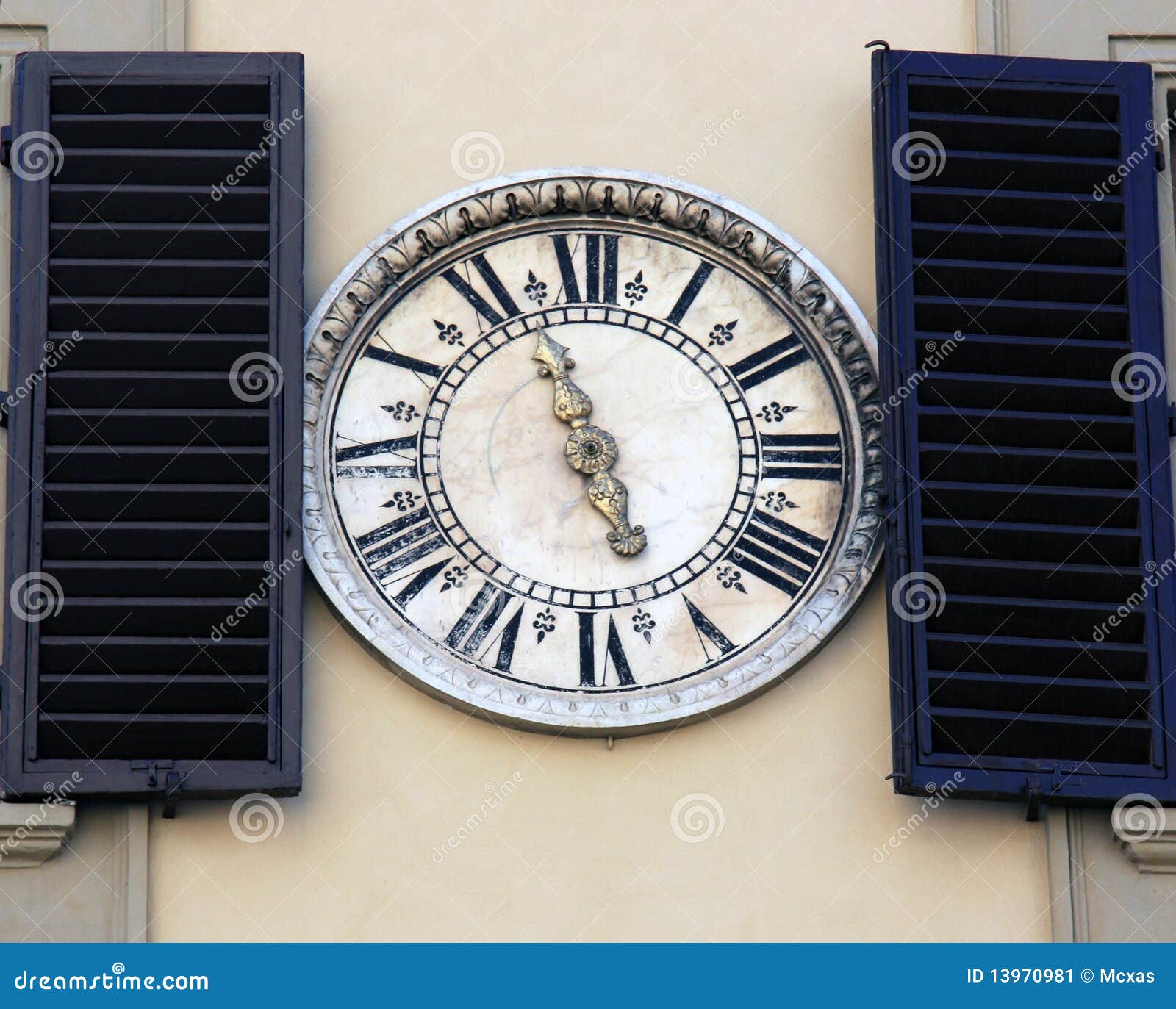Ancient wall clock stock image. Image of minutes, hours - 13970981