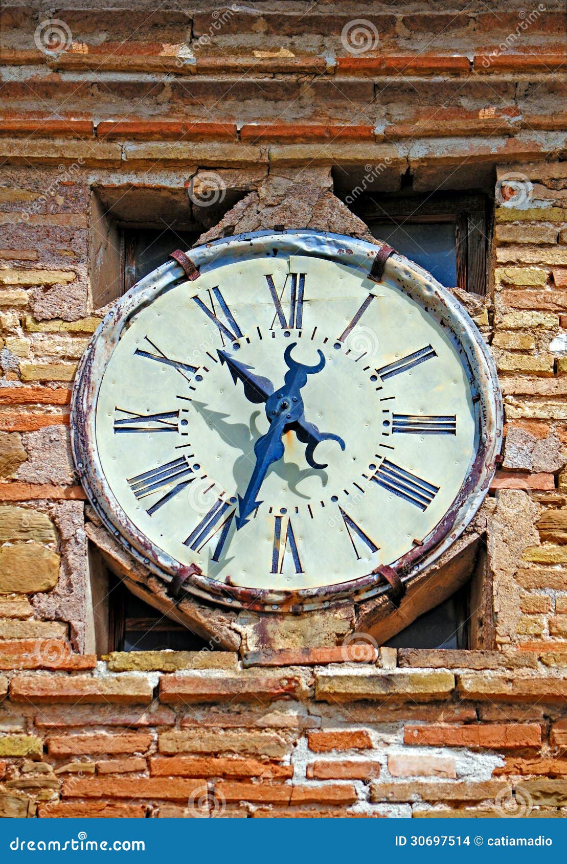 Ancient wall clock stock photo. Image of bricks, ancient - 30697514