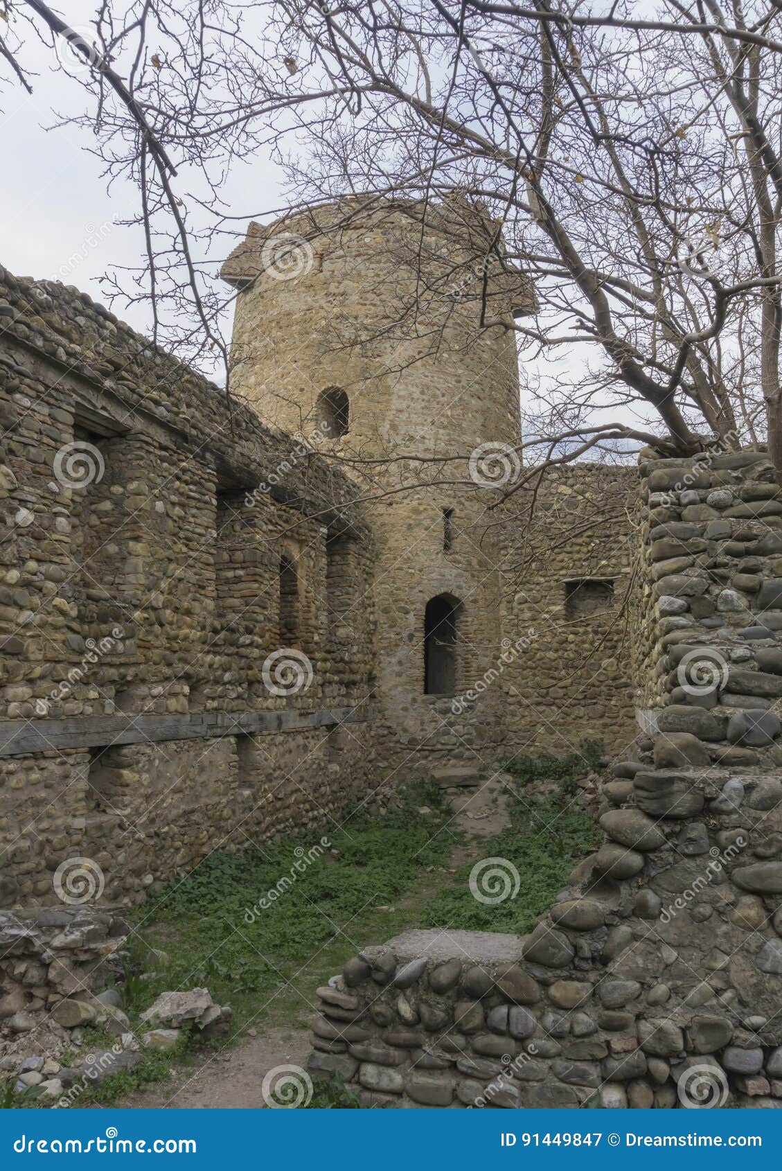 Ancient Wall and Defense Tower Stock Image - Image of bastion, wall ...