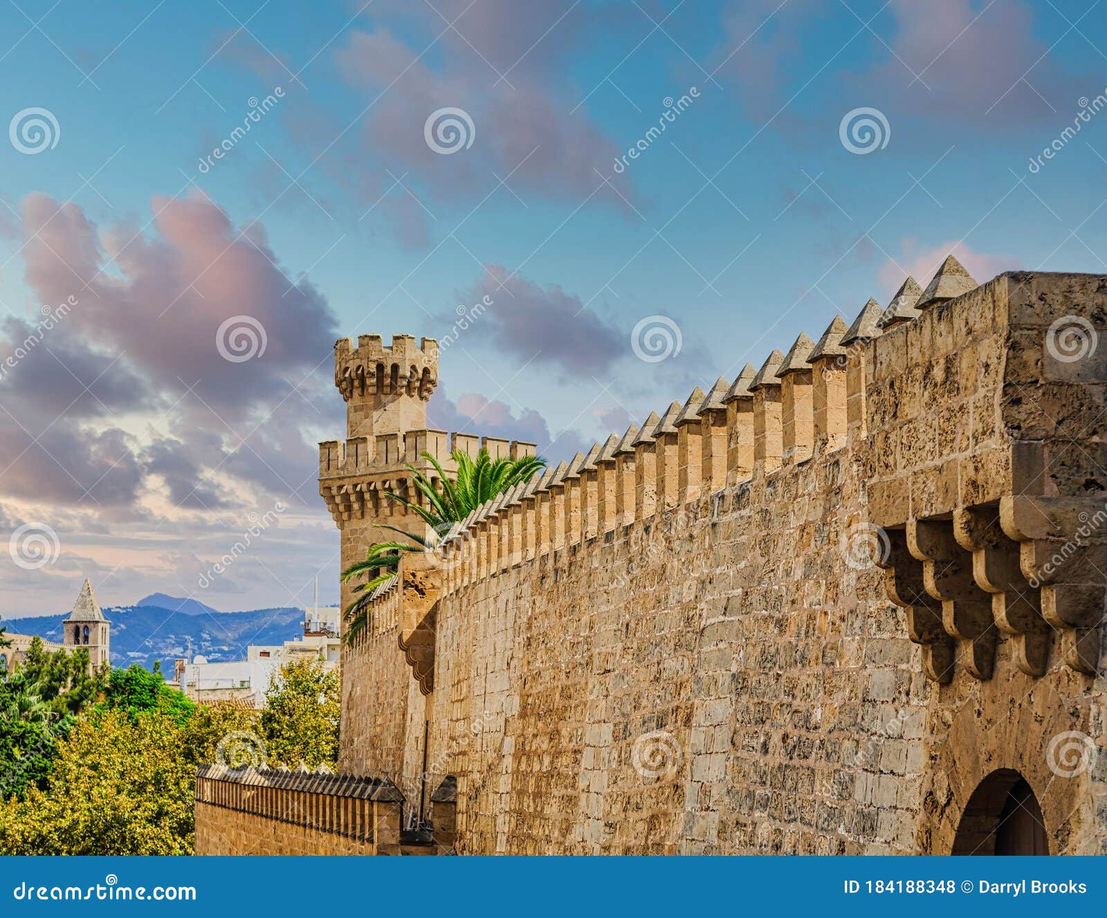 Ancient Wall in Mallorca stock photo. Image of building - 184188348