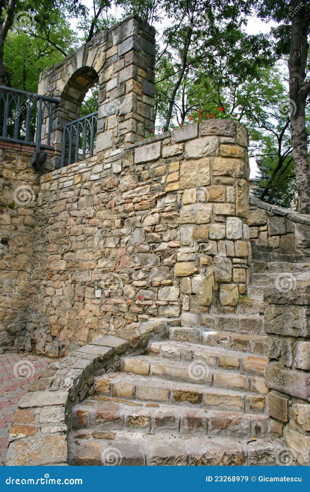 Ancient Wall and Old Stone Stairs Stock Image - Image of stairs ...