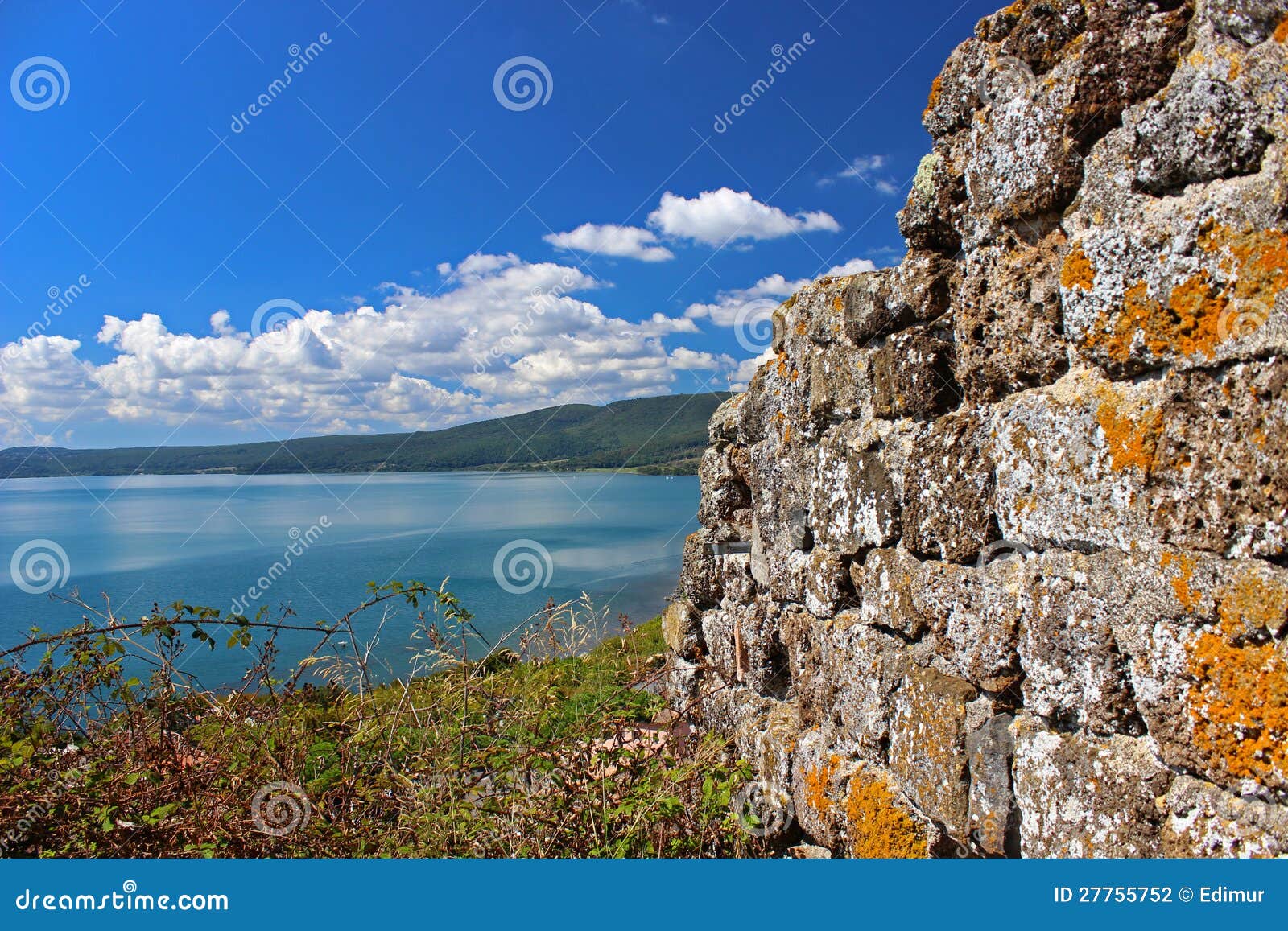 The Ancient Wall in the Sea Stock Photo - Image of house, medieval ...