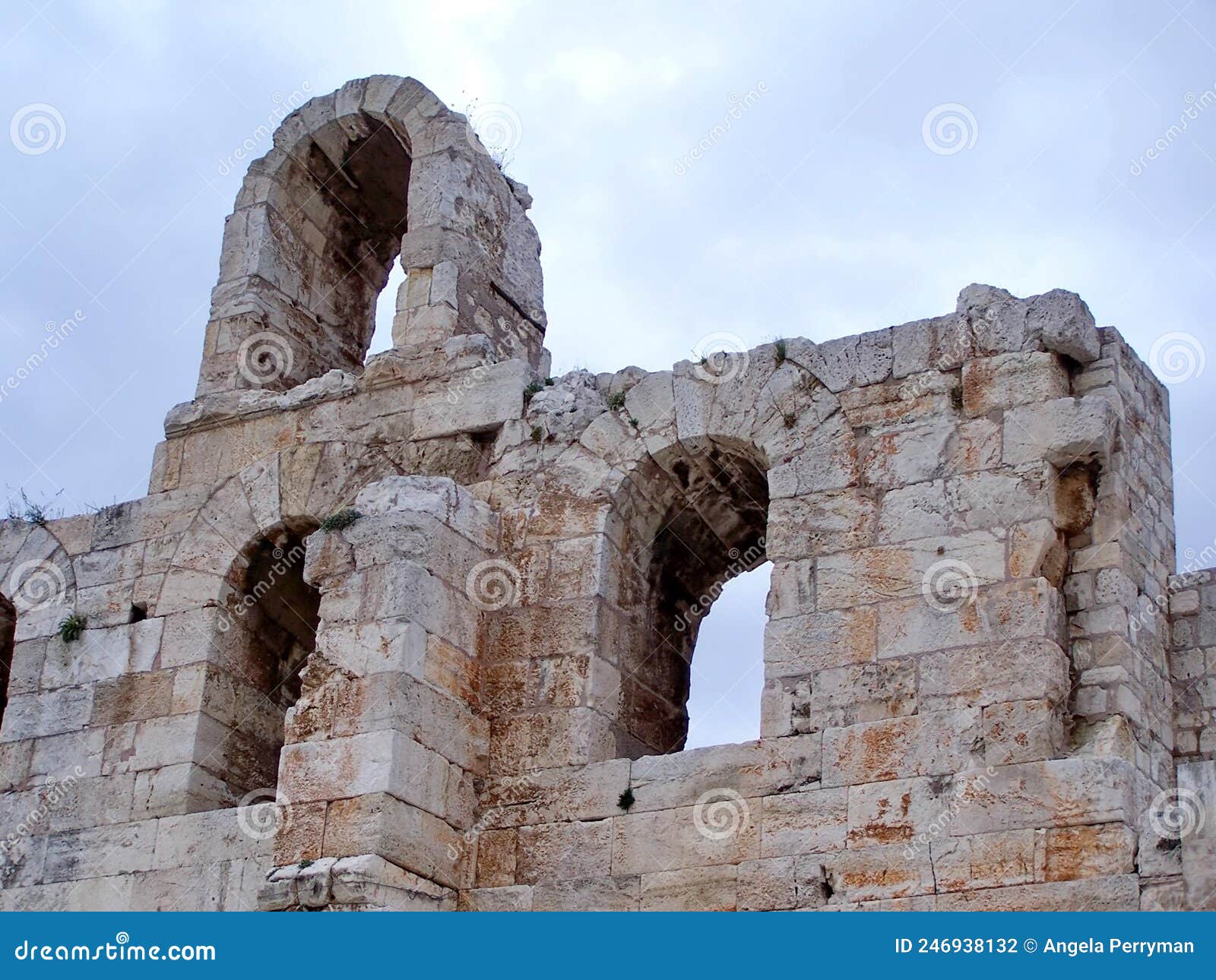 Wall with Stone Arches in Athens Stock Photo - Image of southern ...