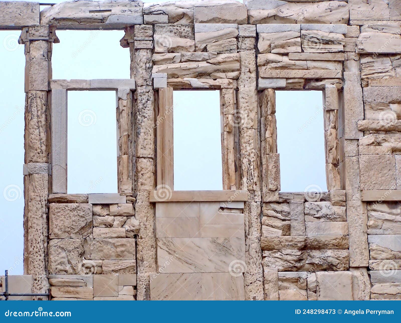 Ancient Wall with Windows in Athens Stock Image - Image of classical ...