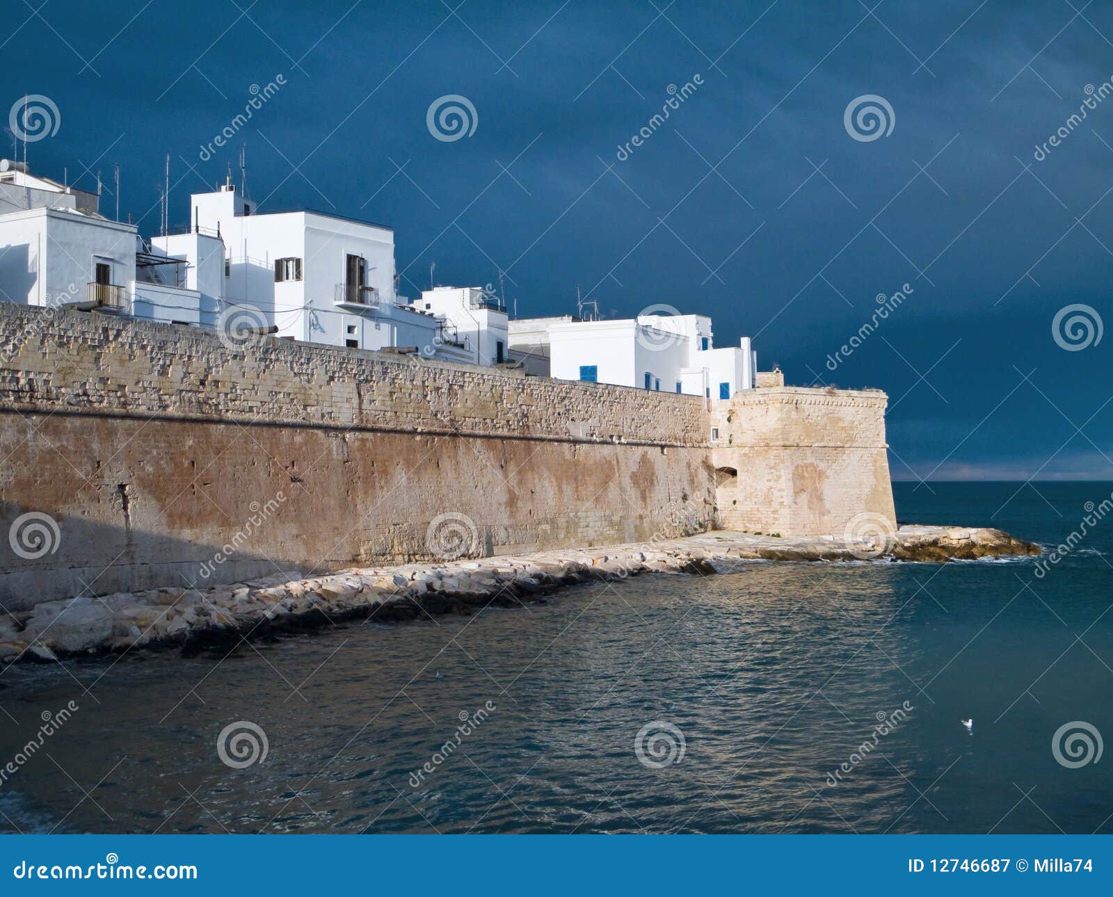 Ancient Walls of Monopoli. Apulia. Stock Image - Image of historical ...