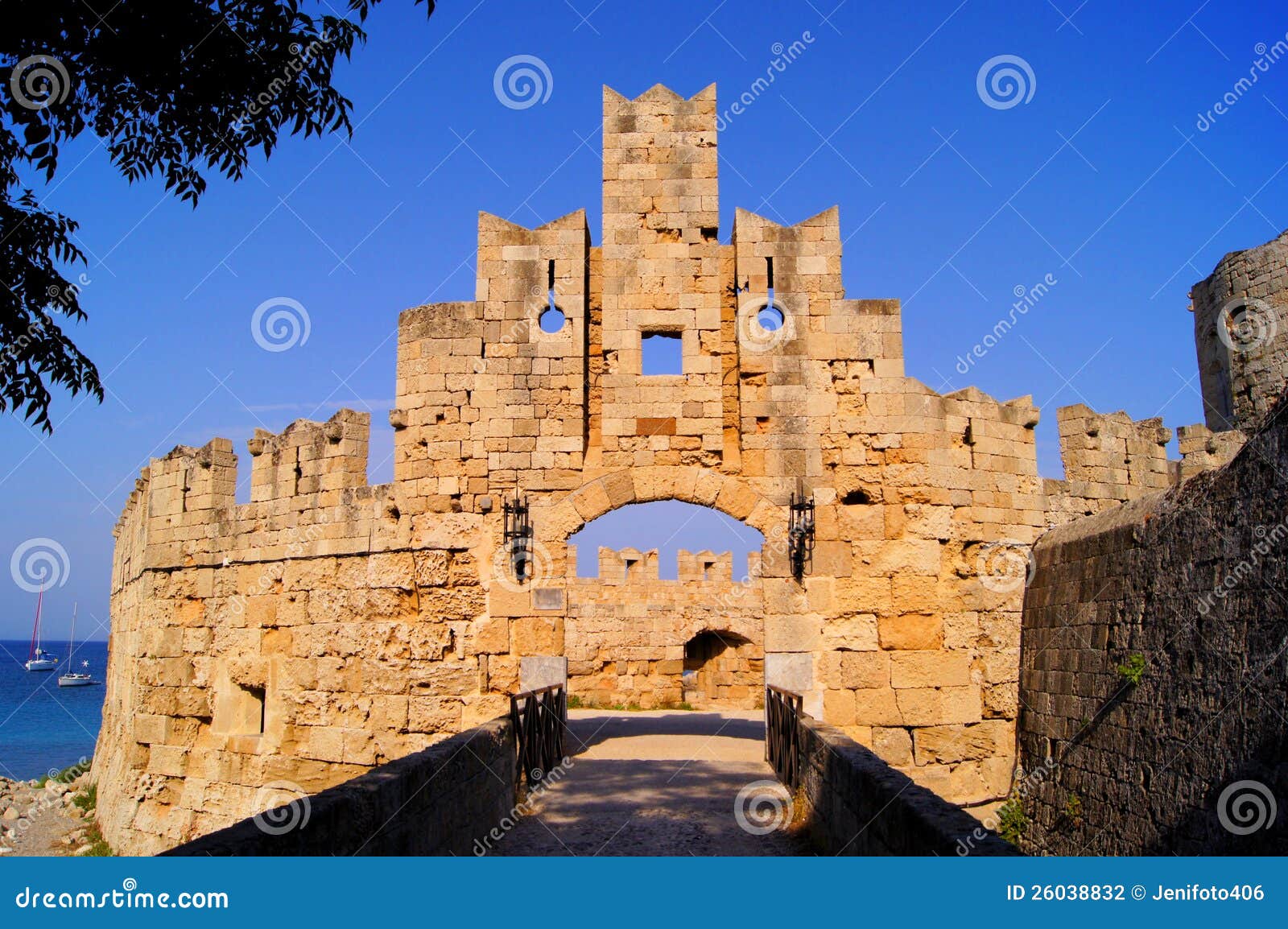 Ancient Walls of Rhodes Old Town Stock Photo - Image of outdoor ...