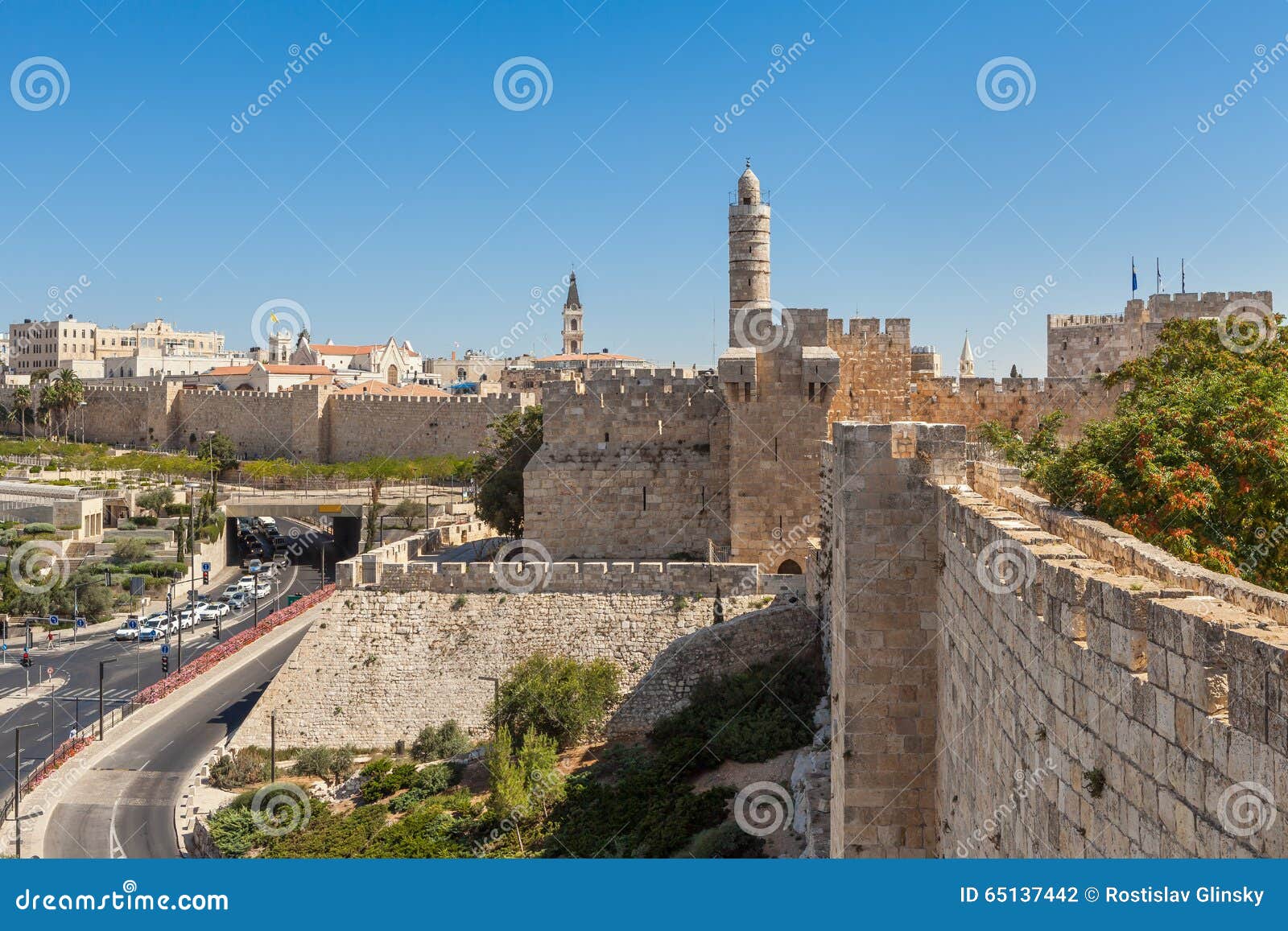 Ancient Walls and Tower of David in Jerusalem. Stock Photo - Image of ...