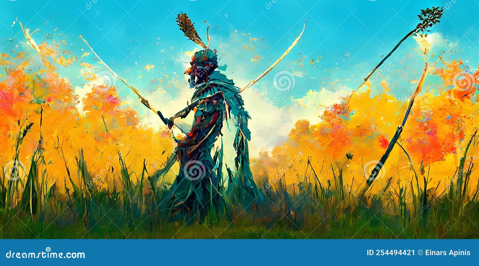 Ancient Warrior with the Magic Spear Standing in the M Stock ...