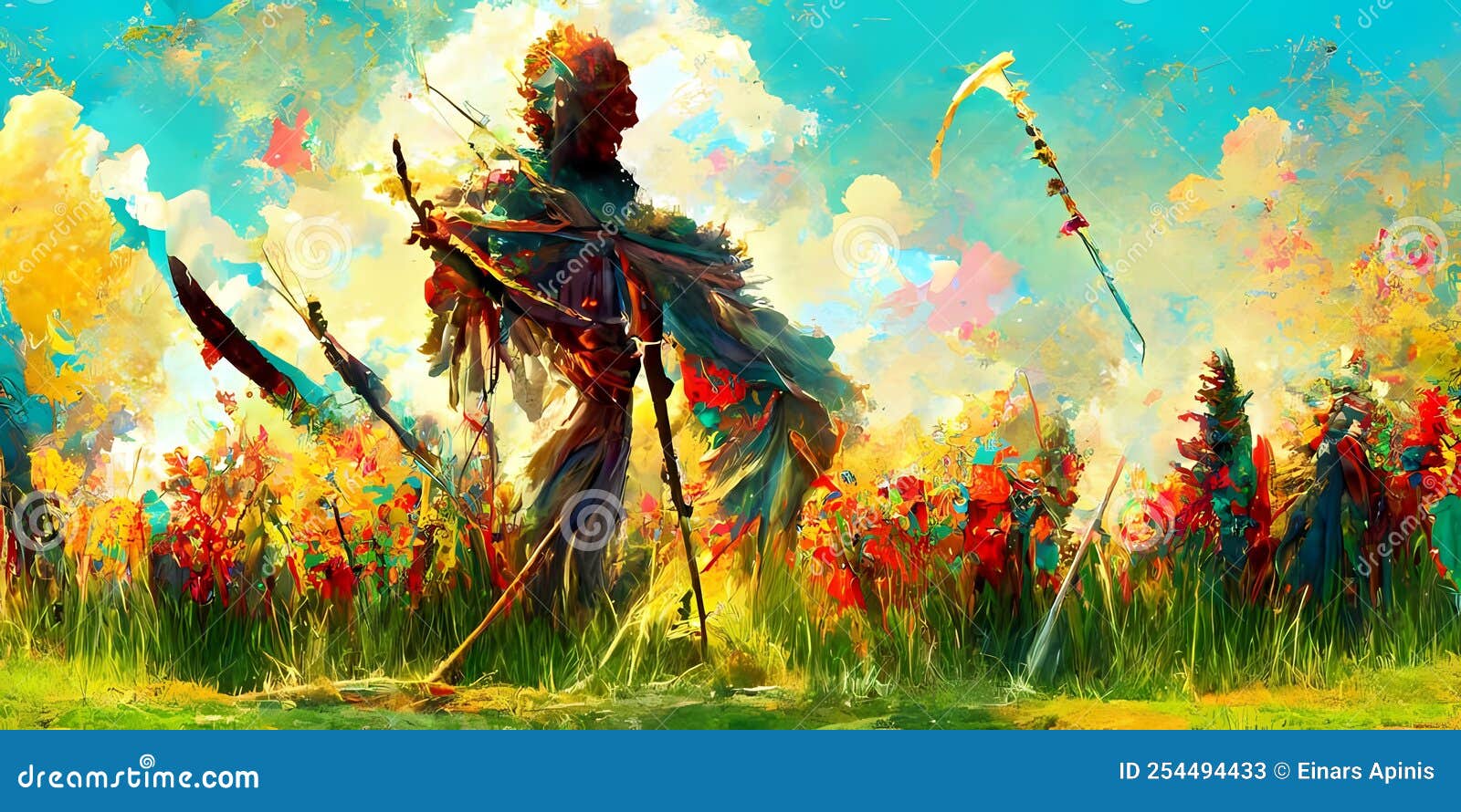 Ancient Warrior with the Magic Spear Standing in the M Stock ...