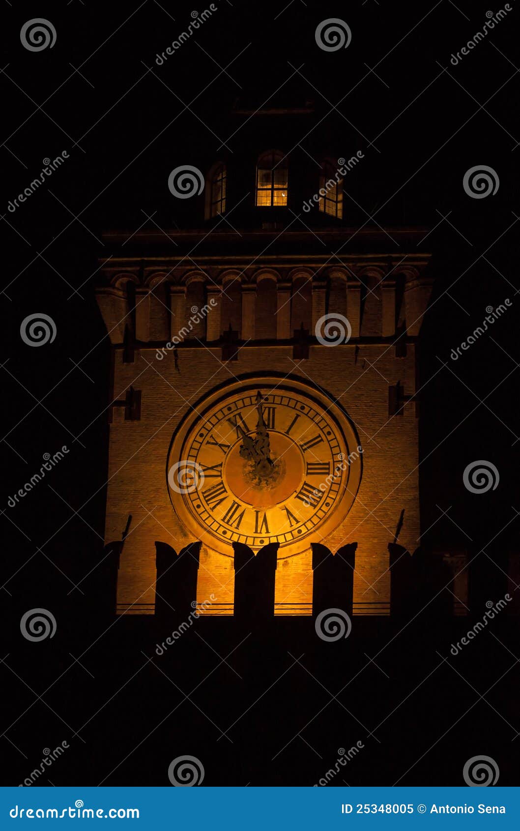 Ancient Watch Tower in the Night Stock Image - Image of illuminated ...