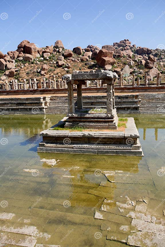 Ancient Water Pool and Temple Stock Photo - Image of spirituality ...