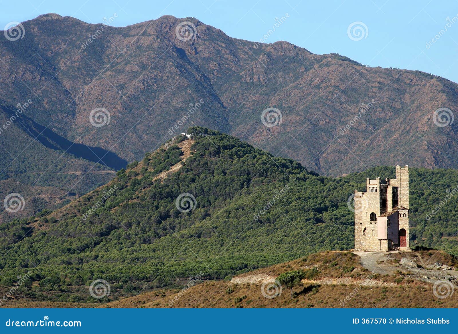 Ancient Water Tower and Mountains in Spain Stock Photo - Image of stone ...