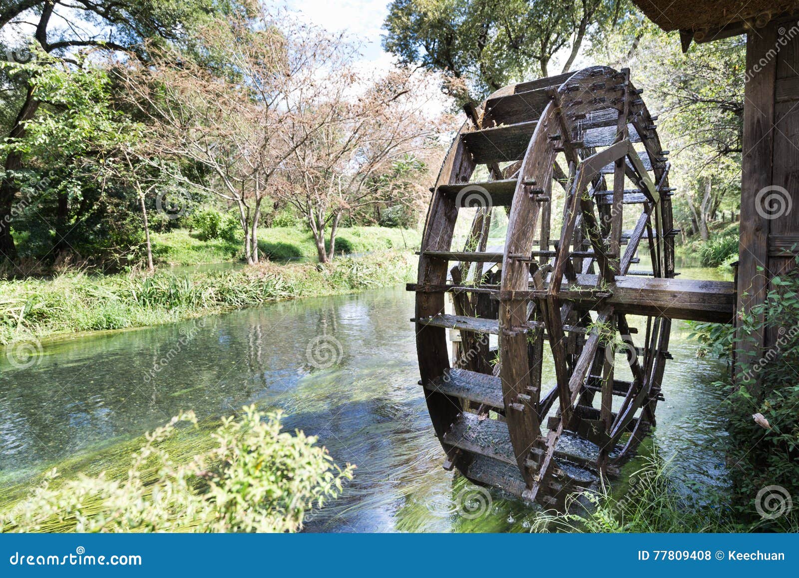 Ancient Water Wheel within Serene and Scenic River Stock Photo - Image ...