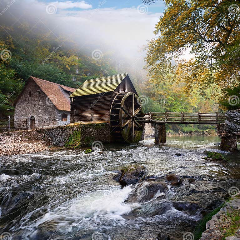 Ancient Watermill at Work, AI Generated Stock Illustration ...