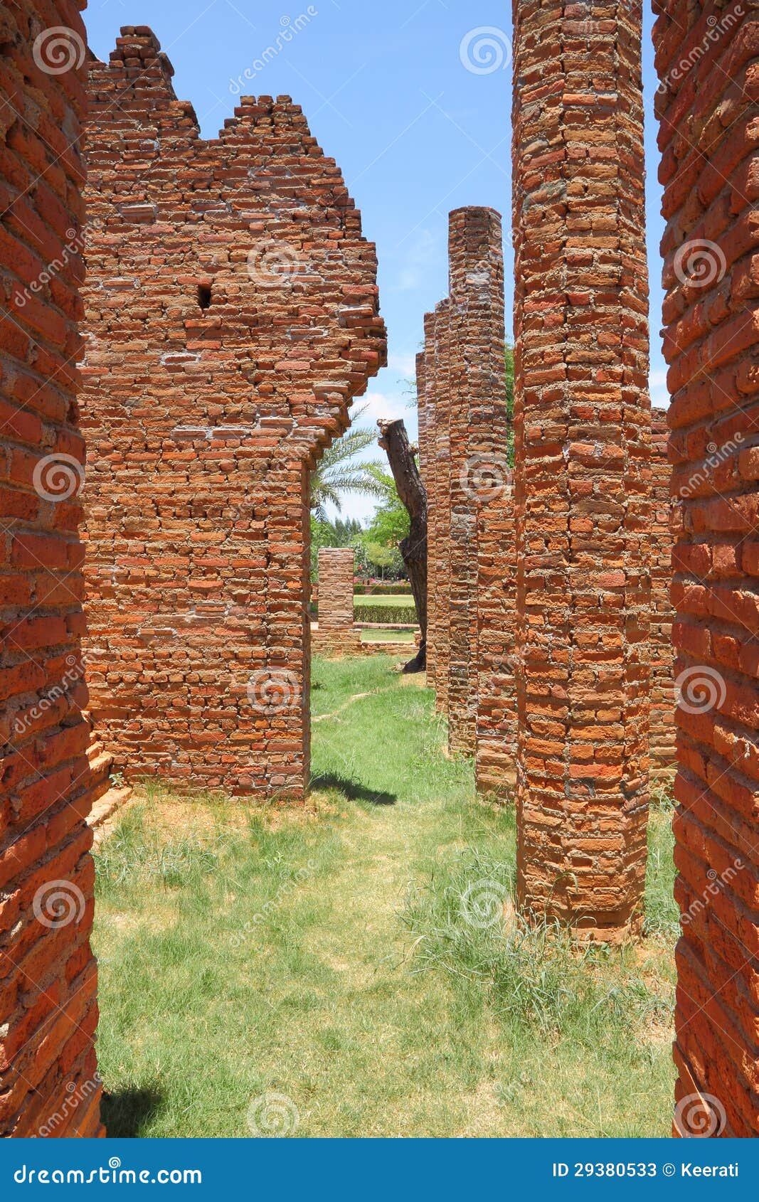 Ancient Way with Crack Brick Pole Stock Image - Image of architecture ...