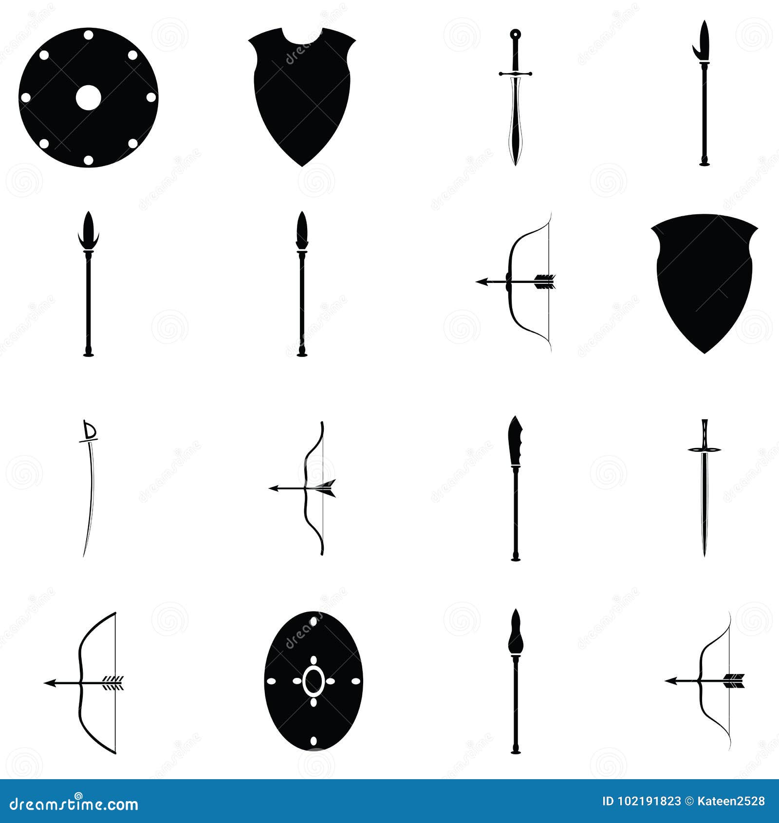 Ancient weapons icon set stock vector. Illustration of mace - 102191823