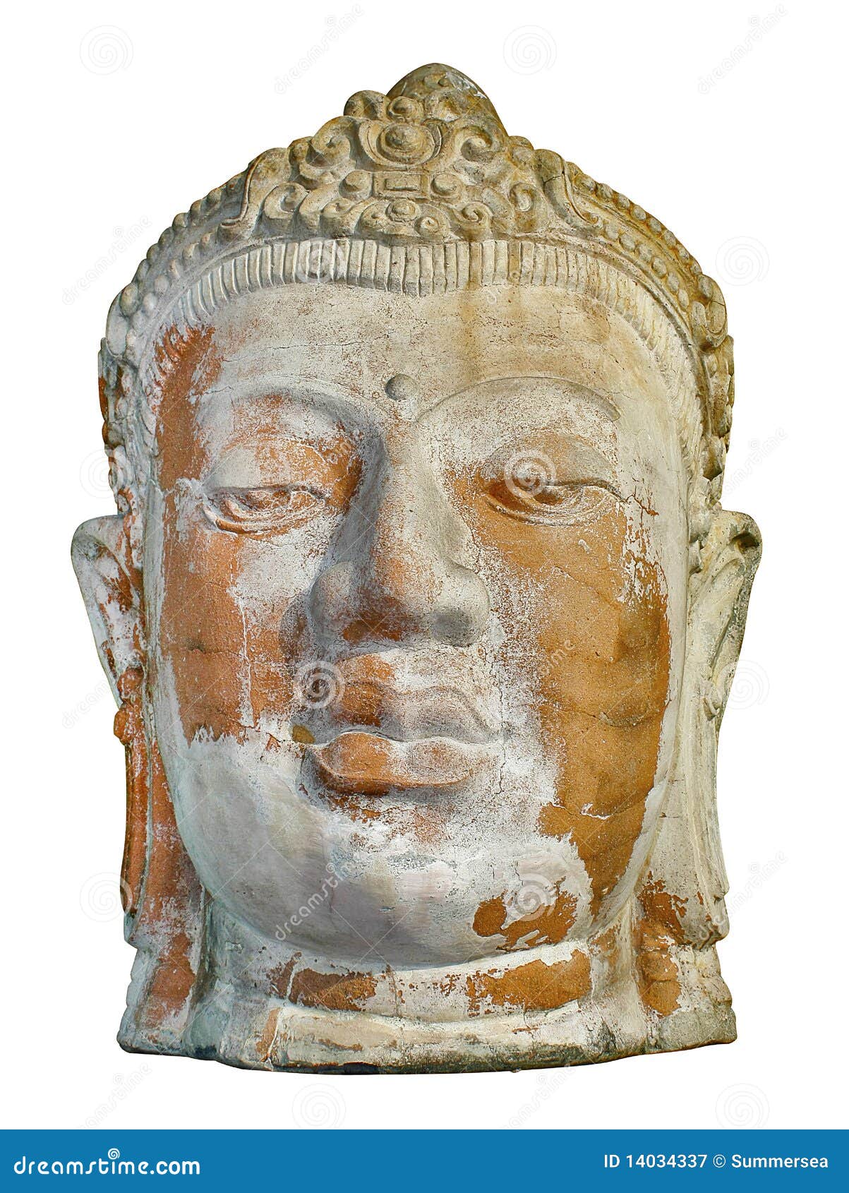 Ancient Weather Worn Stone Head Ruin Stock Image - Image of close ...