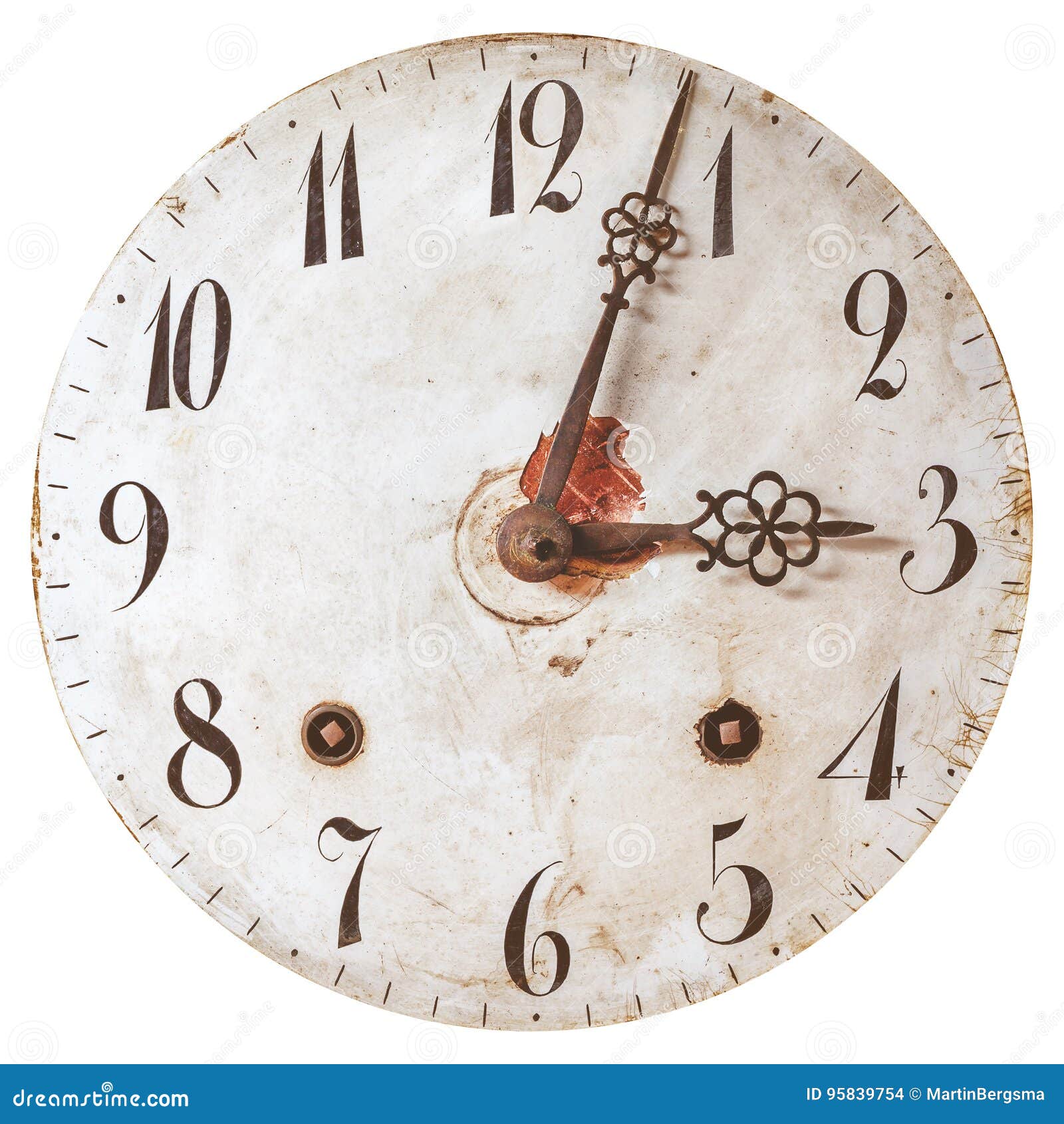 Ancient Weathered Clock Face with Cracks Stock Photo - Image of ...