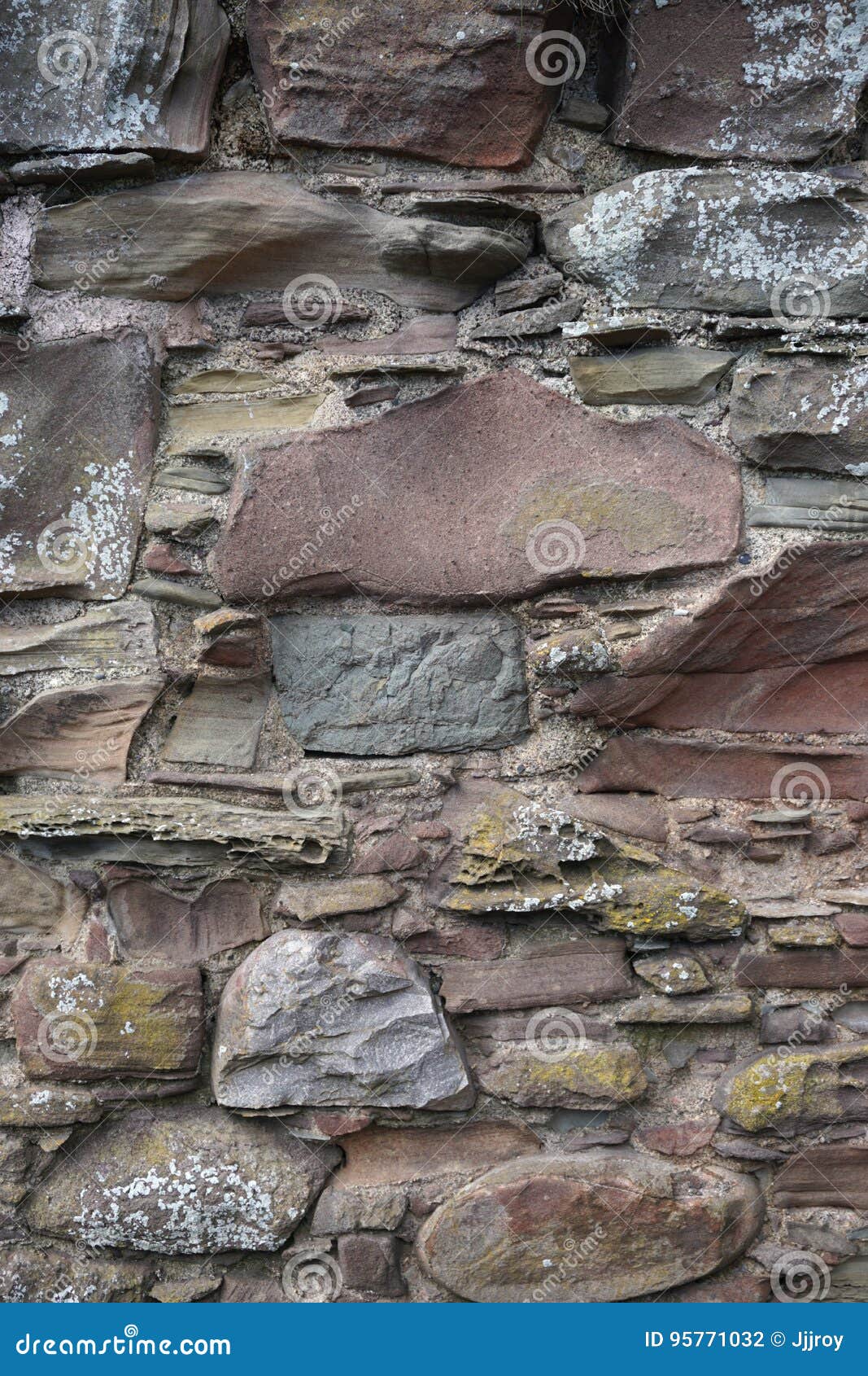 Ancient Weathered Stone Wall with Lichen Stock Photo - Image of mortar ...