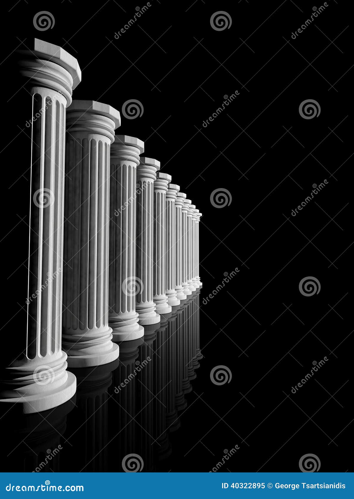 Ancient White Marble Pillars Stock Illustration - Illustration of stone ...