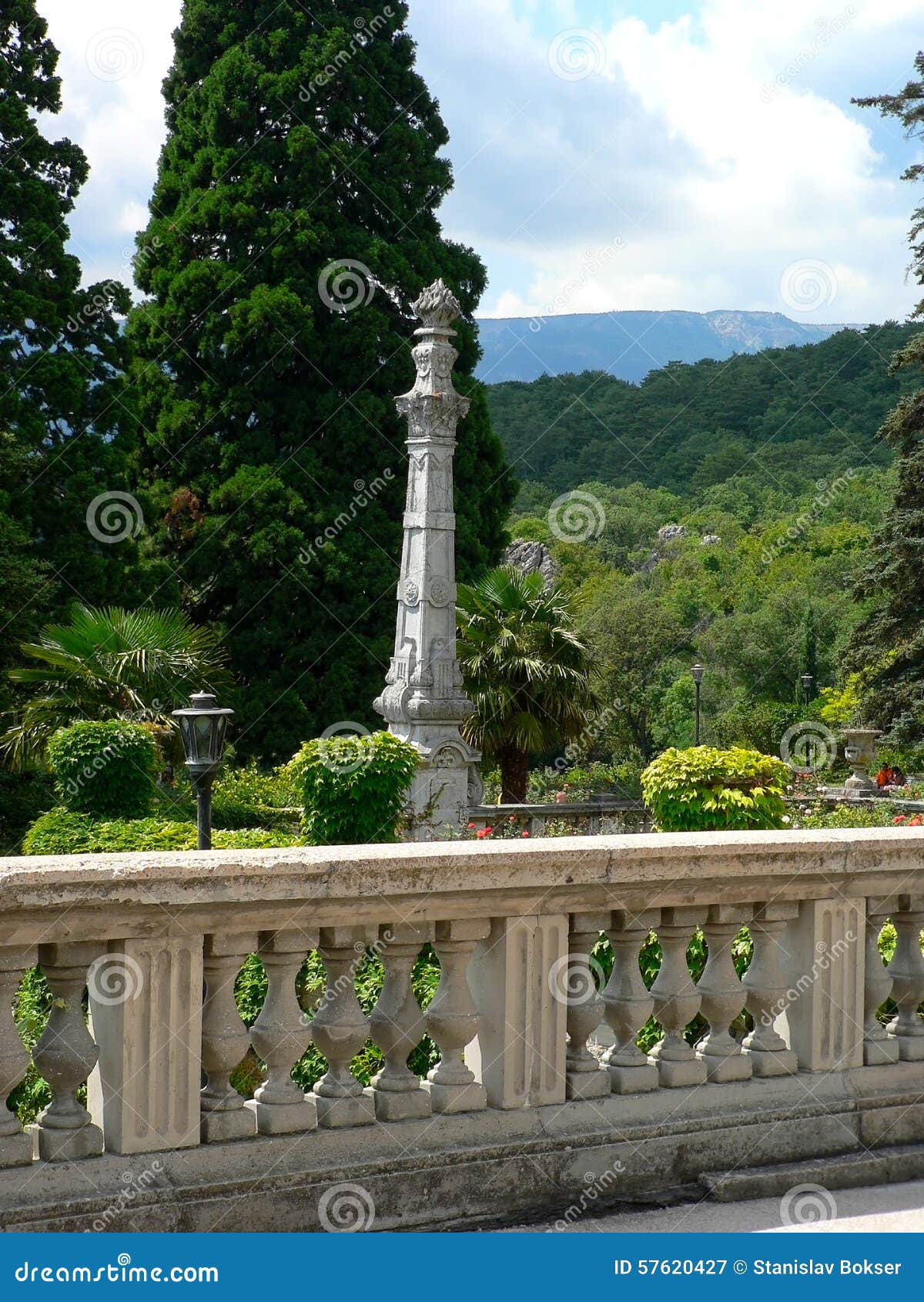 Ancient White Stone Fence with Columns Stock Image - Image of formal ...