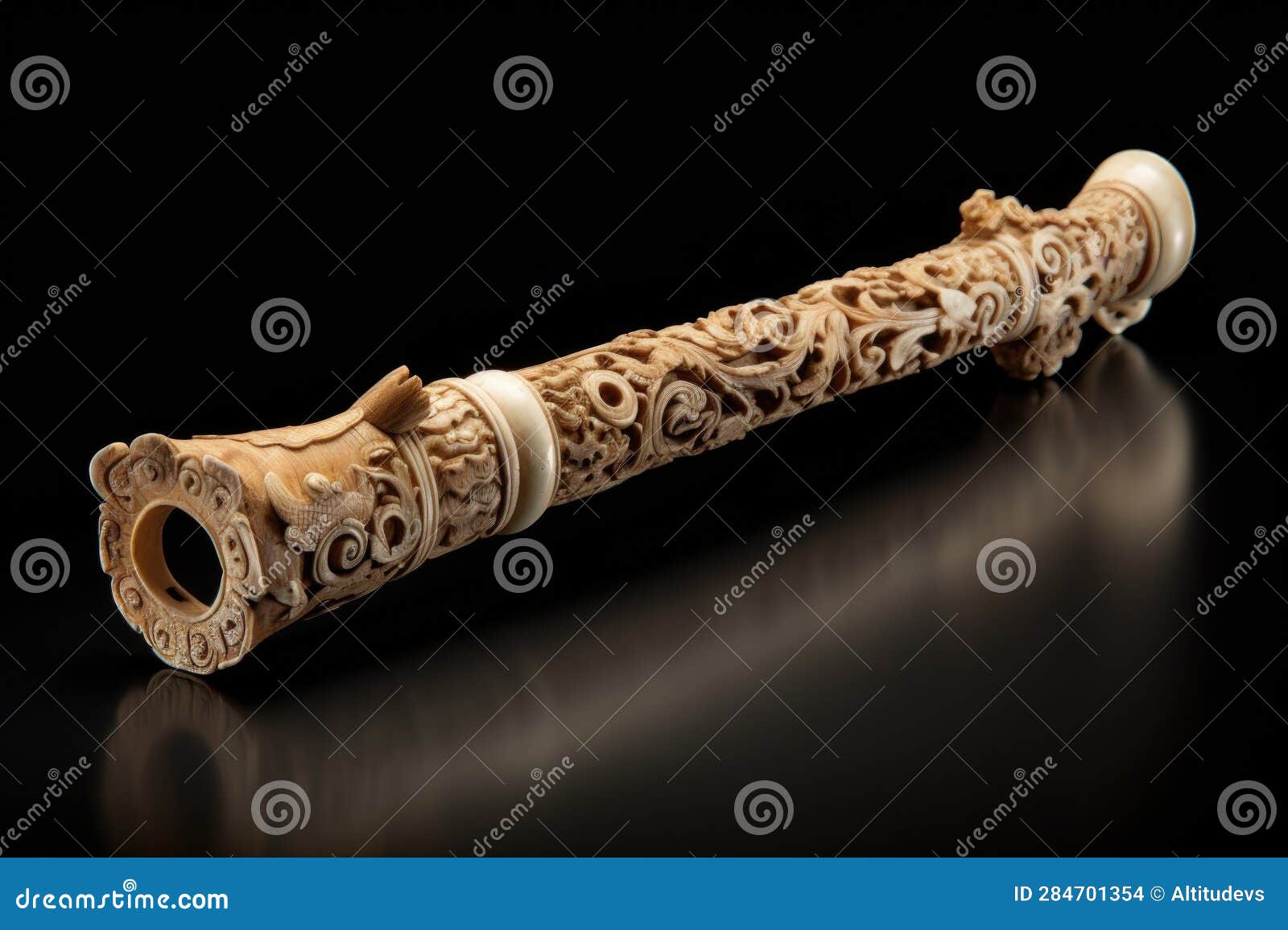 Ancient Wind Instrument, Carved from Wood and Bone Stock Illustration ...