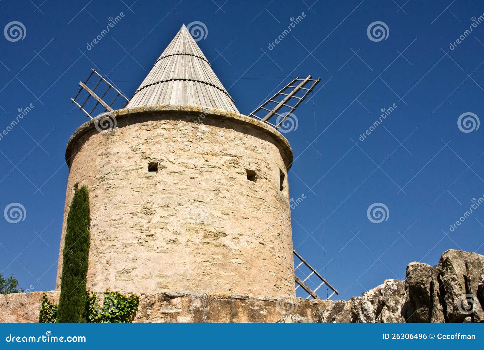 Ancient Windmill stock photo. Image of village, flowers - 26306496