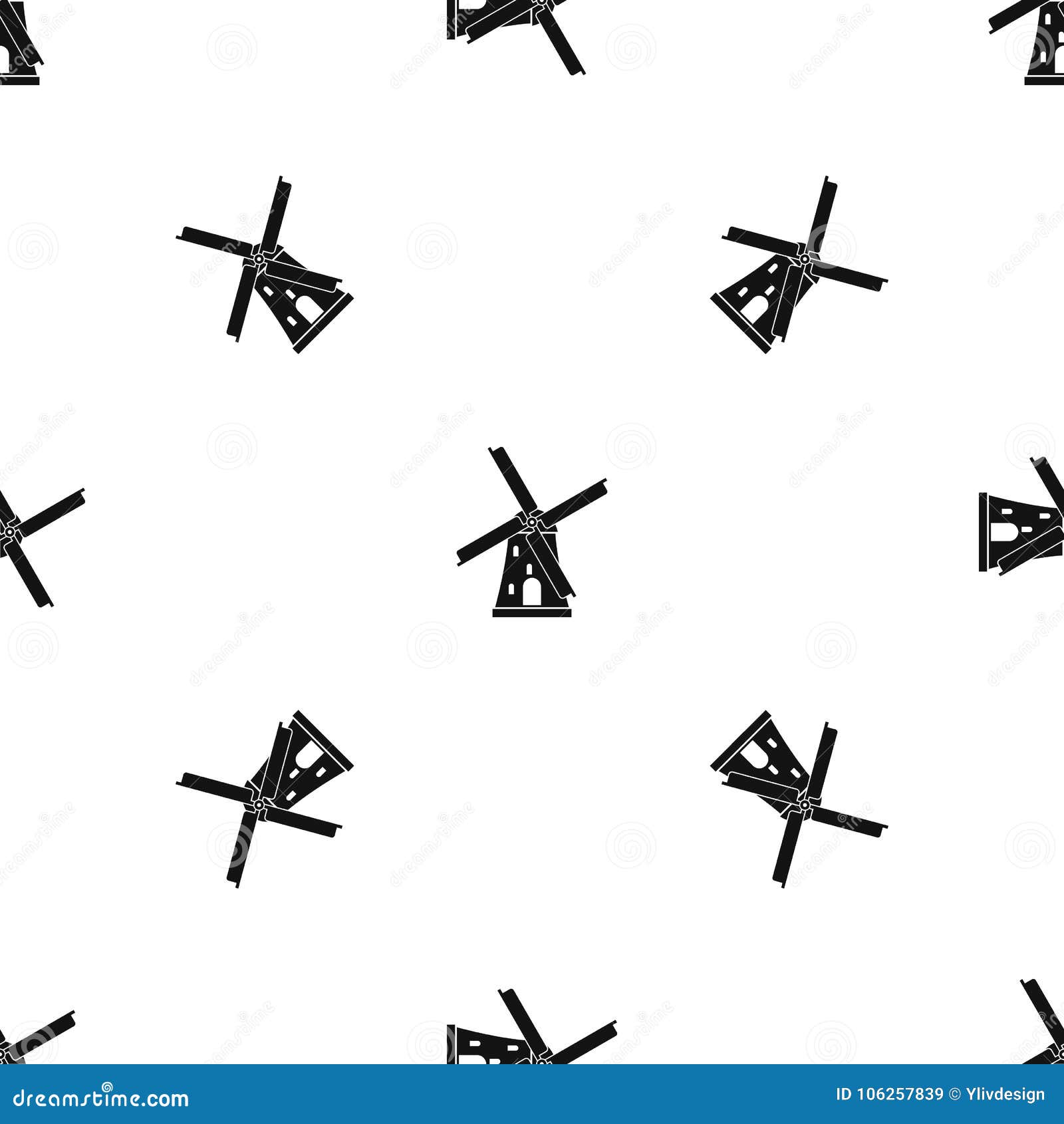 Ancient Windmill Pattern Seamless Black Stock Vector - Illustration of ...