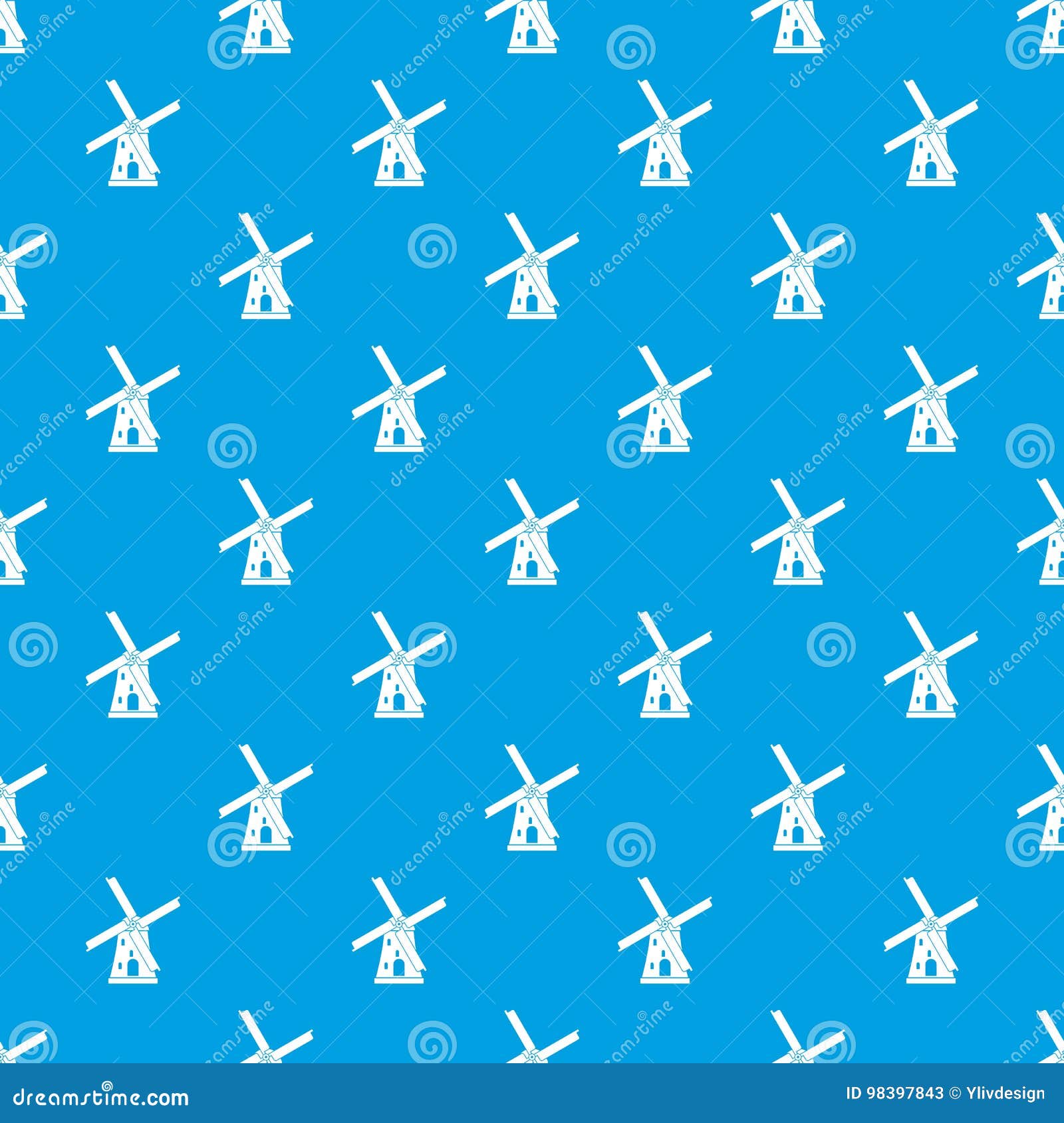 Ancient Windmill Pattern Seamless Blue Stock Vector - Illustration of ...