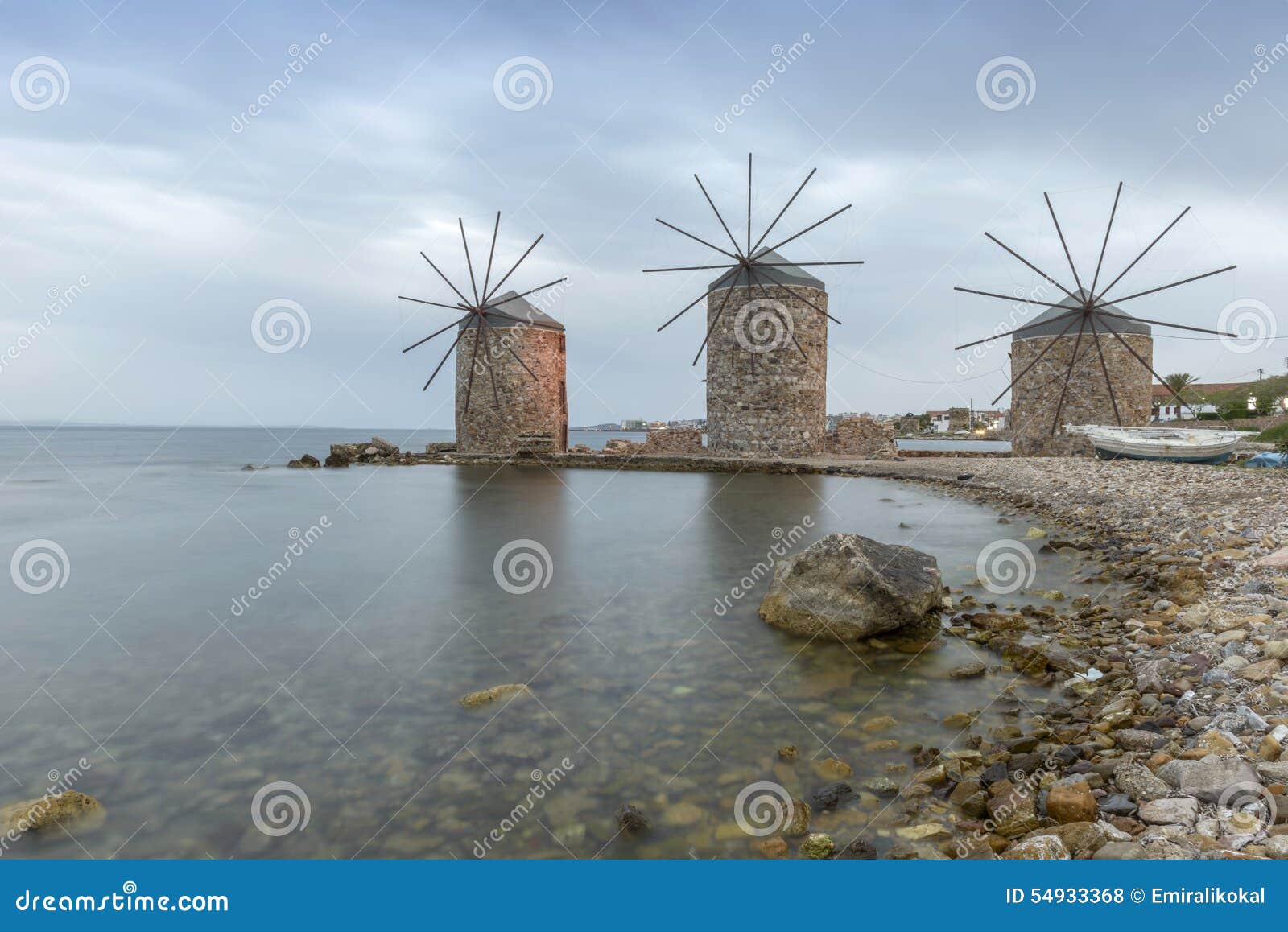 Ancient Windmills of Chios at Night Stock Photo - Image of night, chios ...