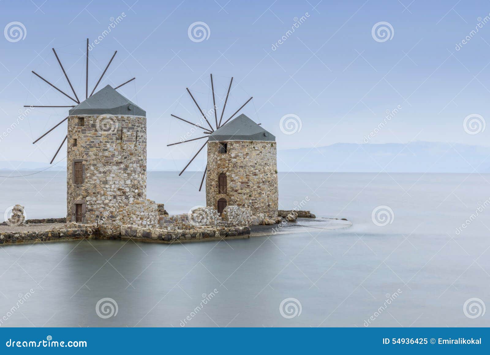Ancient Windmills of Chios at Night Stock Image - Image of night ...